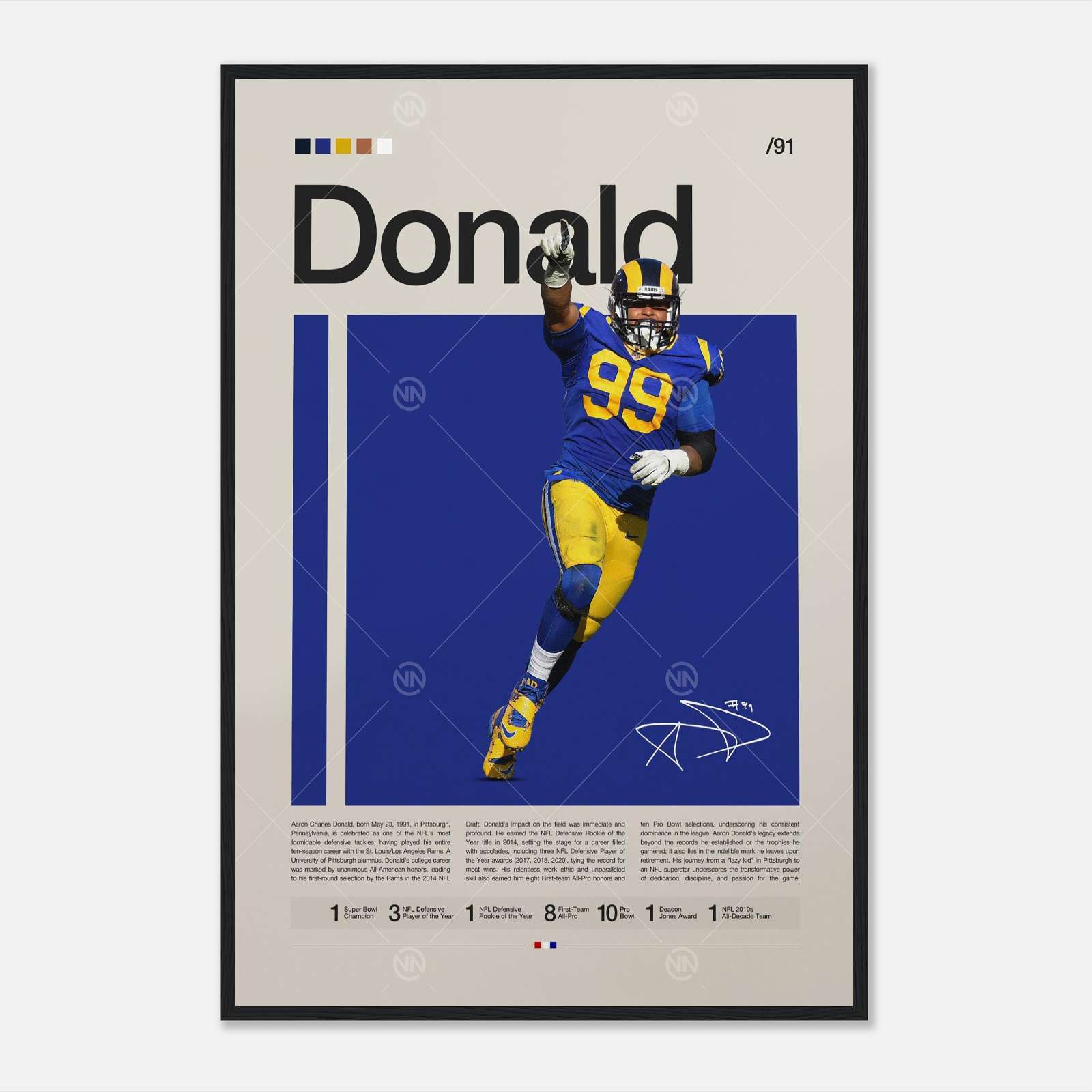 Aaron Donald Poster, Sports Poster, Football Poster, Full-Size Poster ...