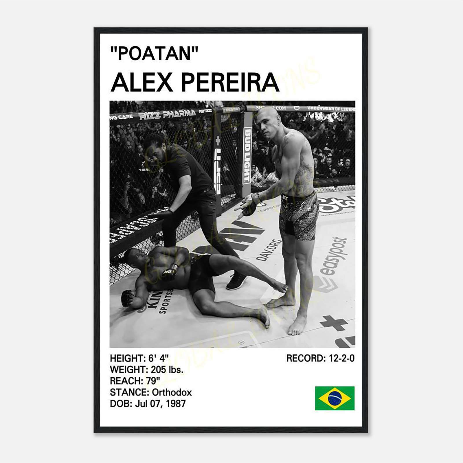 Alex Pereira Poster, Sports Poster, Mixed Martial Arts Poster, Full ...