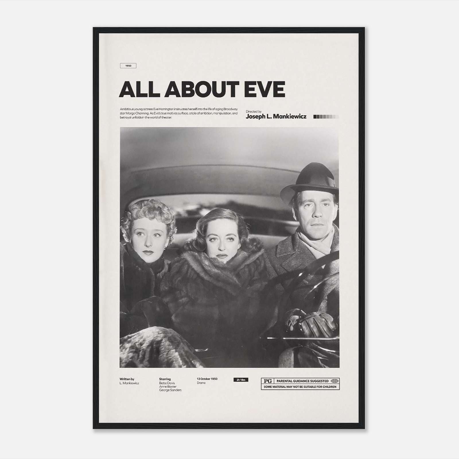 All About Eve Movie Poster, Vintage Classic Movie Poster, Full-Size ...