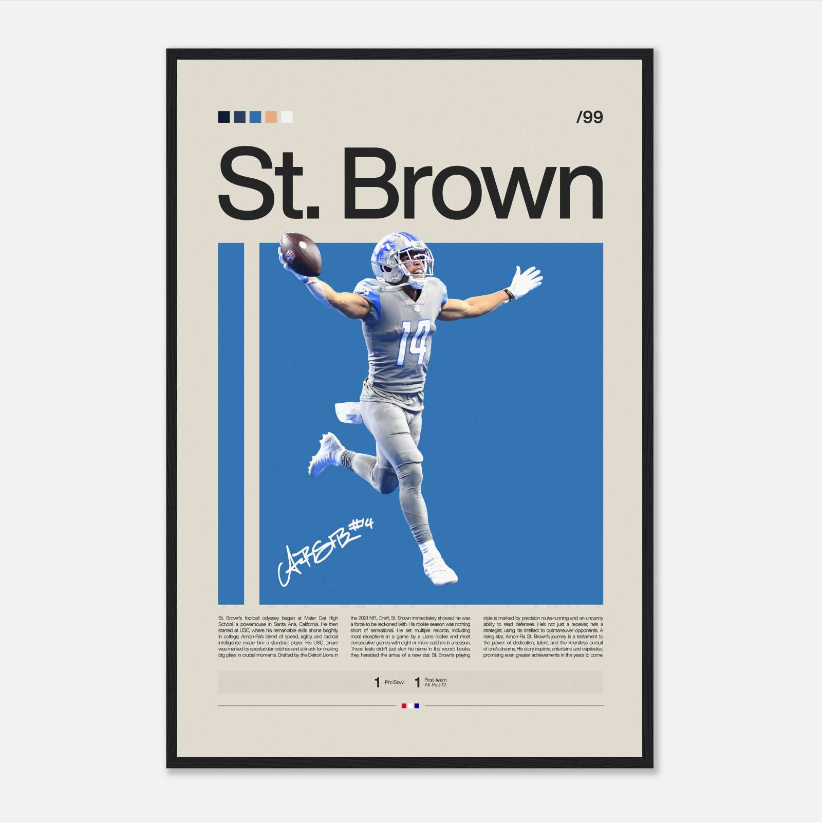 Amon Ra St. Brown Poster, Sports Poster, Full-Size Poster, Ready to ...