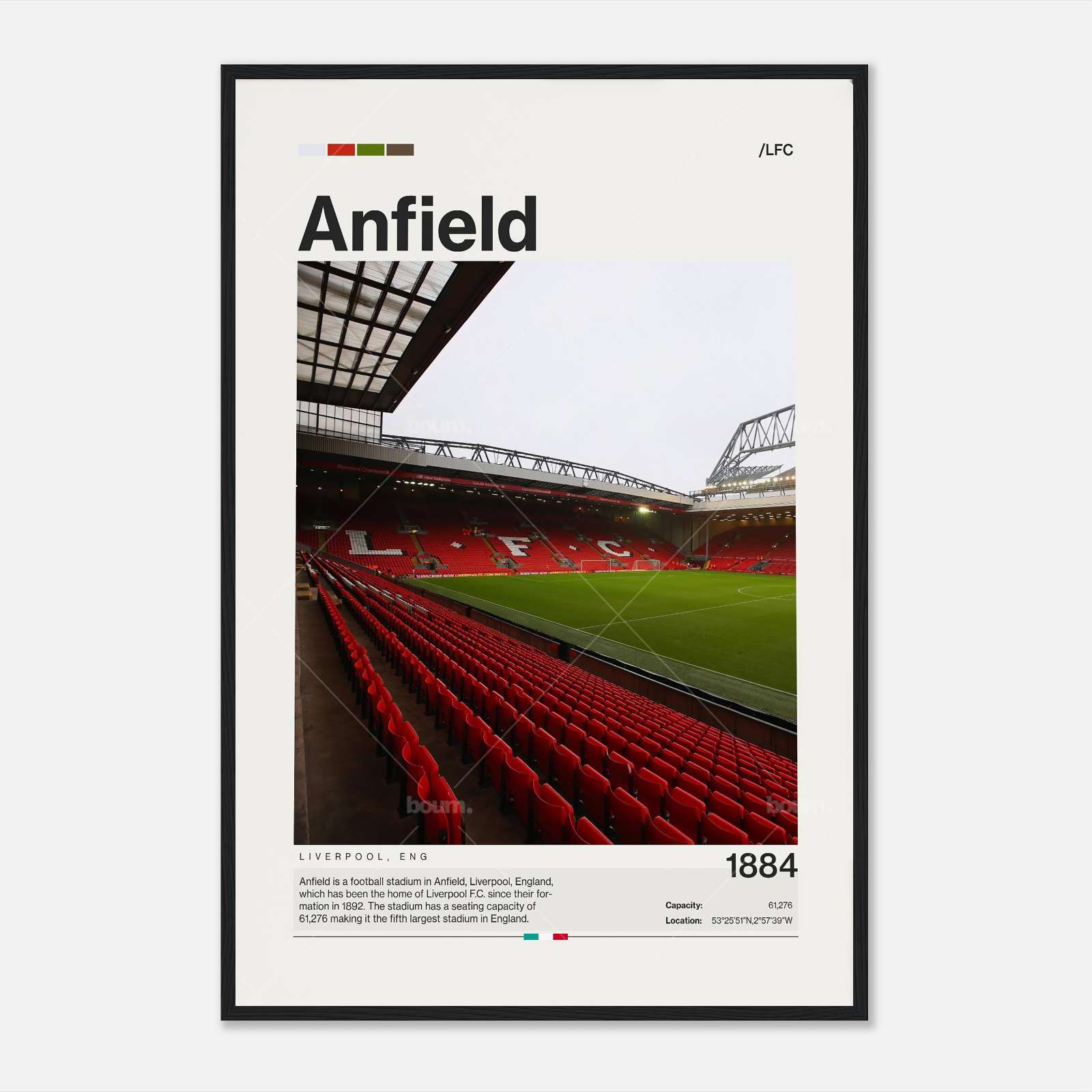 Anfield Stadium Full-Size Poster, Ready to Hang - Citiesbox