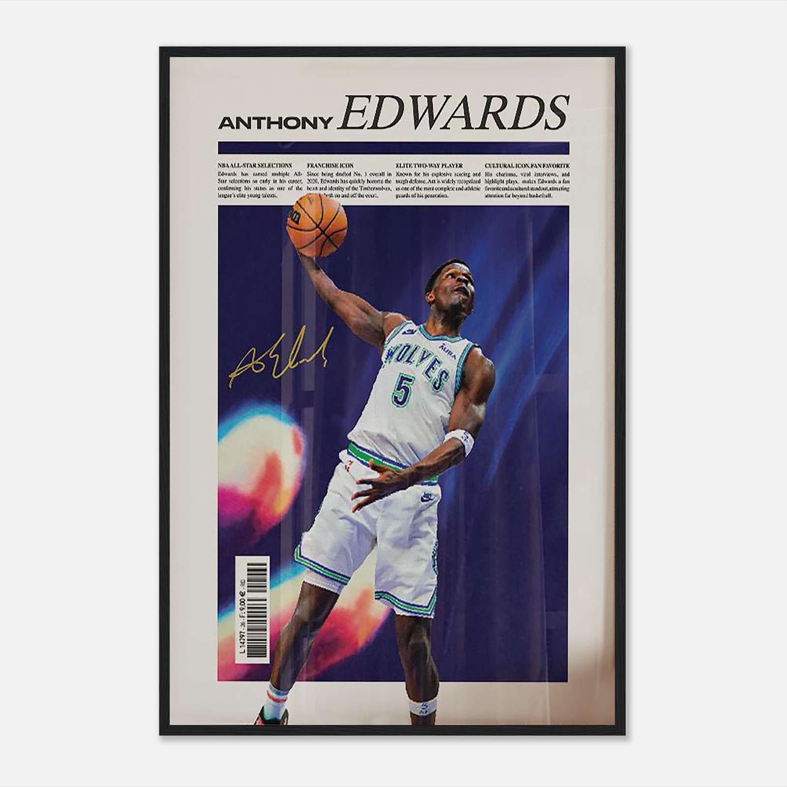 Anthony Edwards Poster, Basketball Poster, Sports Poster 1, Full-Size ...