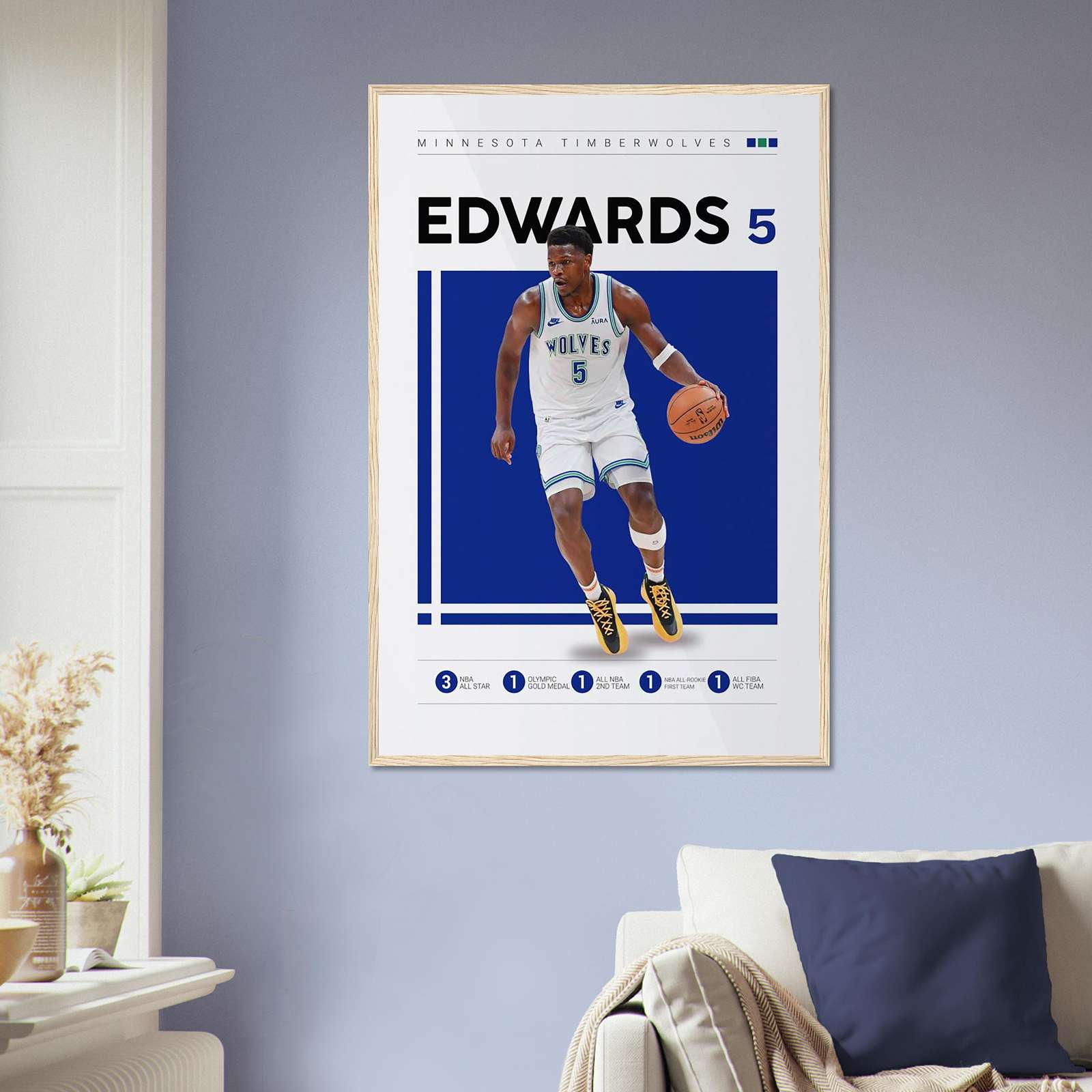 Anthony Edwards Poster, Basketball Poster, Sports Poster, Full-Size ...