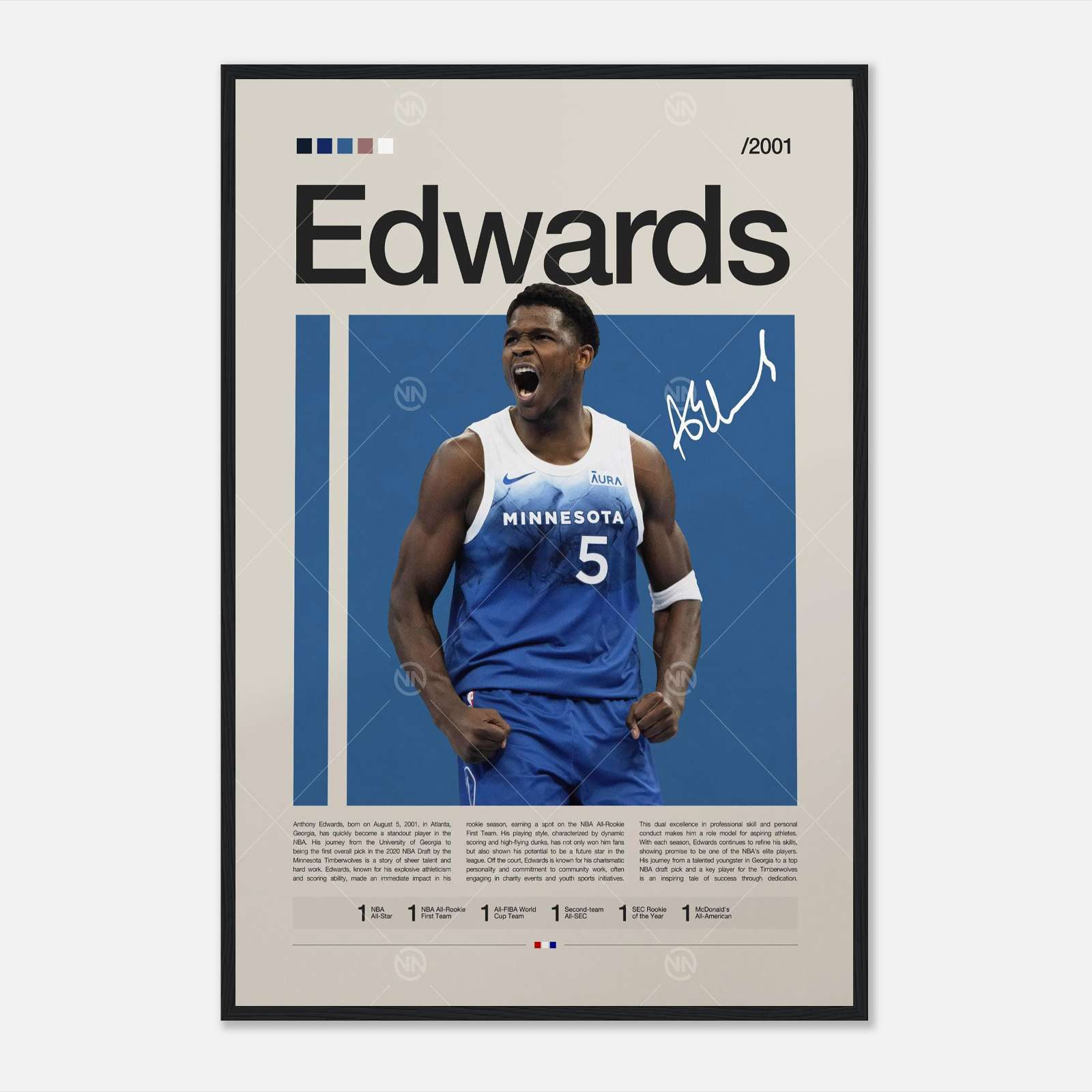 Anthony Edwards Full-Size Poster, Ready to Hang - Citiesbox