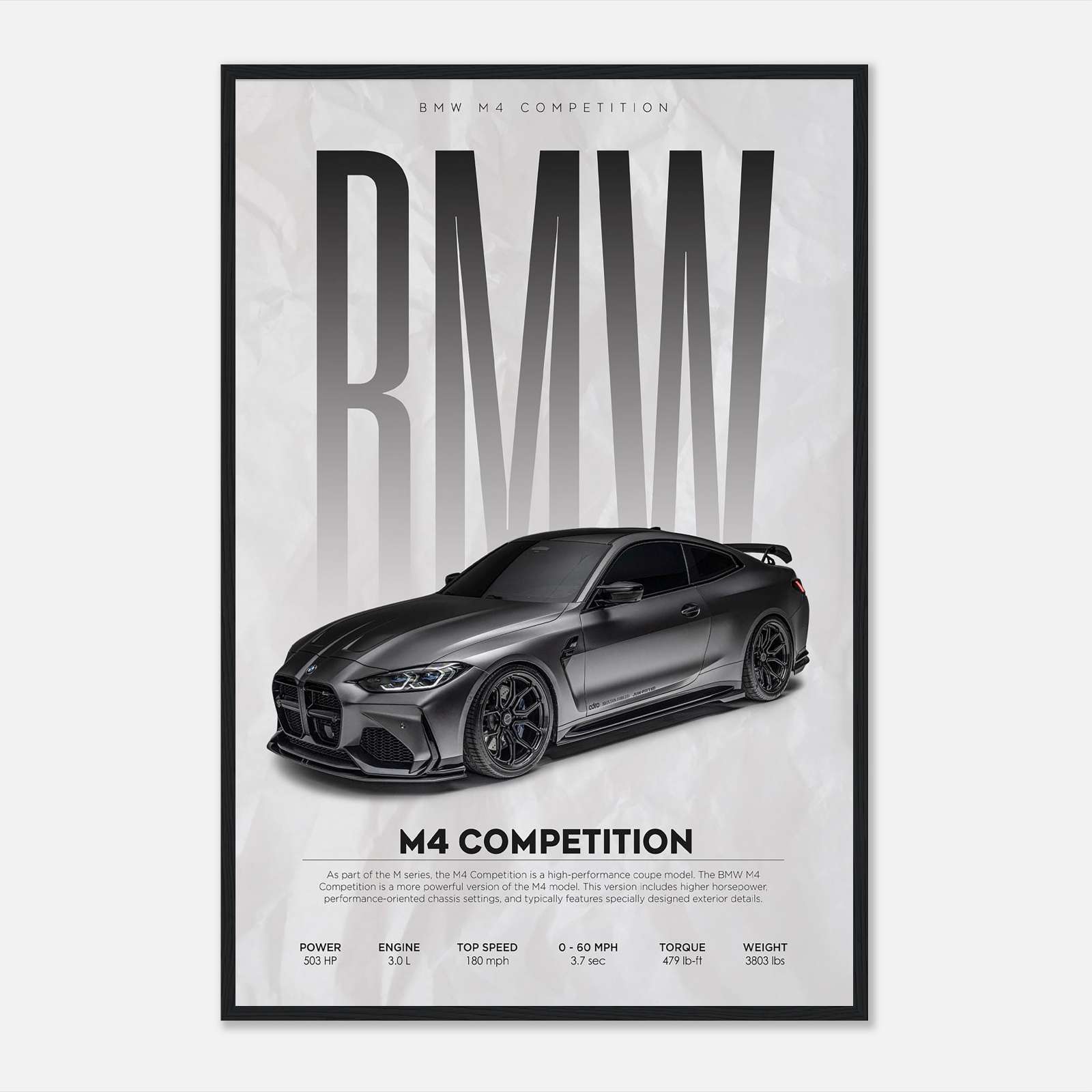 Bmw M4 Competition Poster High-Performance Car Art Print Luxury Sports ...