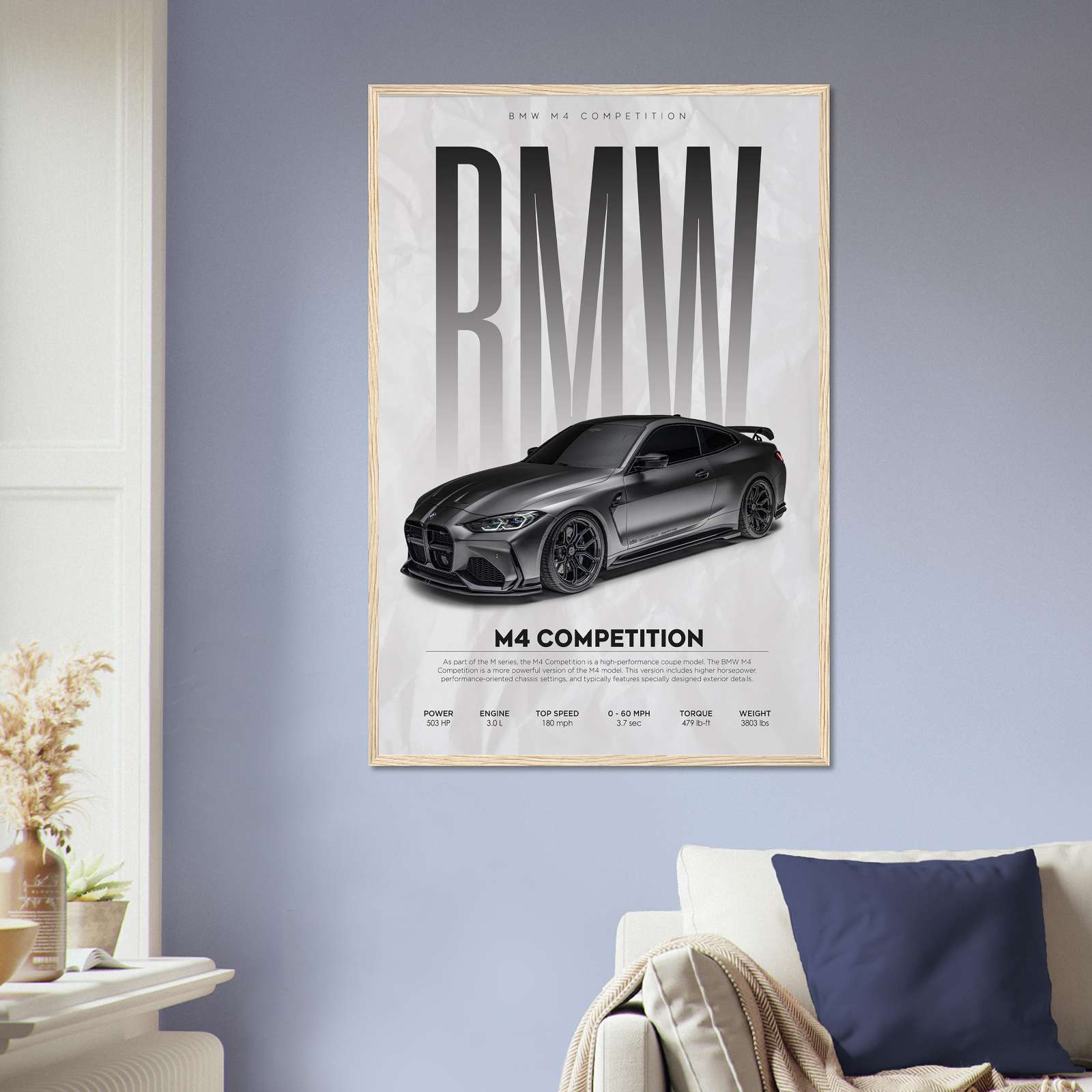 Bmw M4 Competition Poster High-Performance Car Art Print Luxury Sports ...