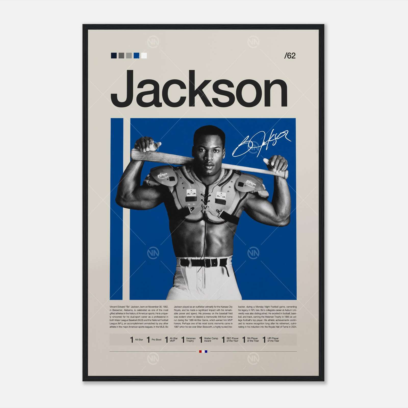 Bo Jackson Poster, Sports Poster, Baseball Player Gift, Full-Size ...
