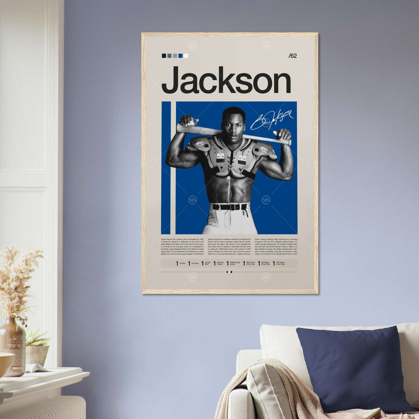 Bo Jackson Poster, Sports Poster, Baseball Player Gift, Full-Size ...