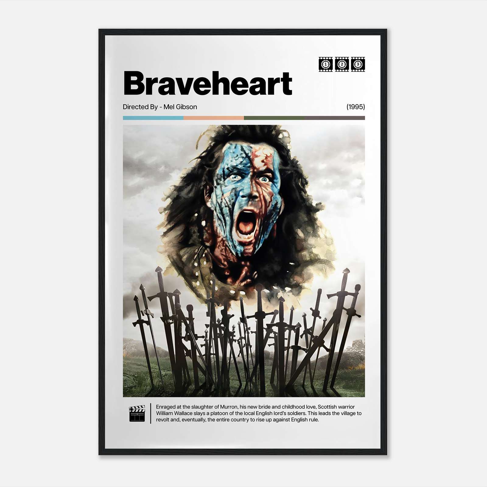 Braveheart Movie Poster, Film Poster, Vintage Movie Poster, Full-Size ...