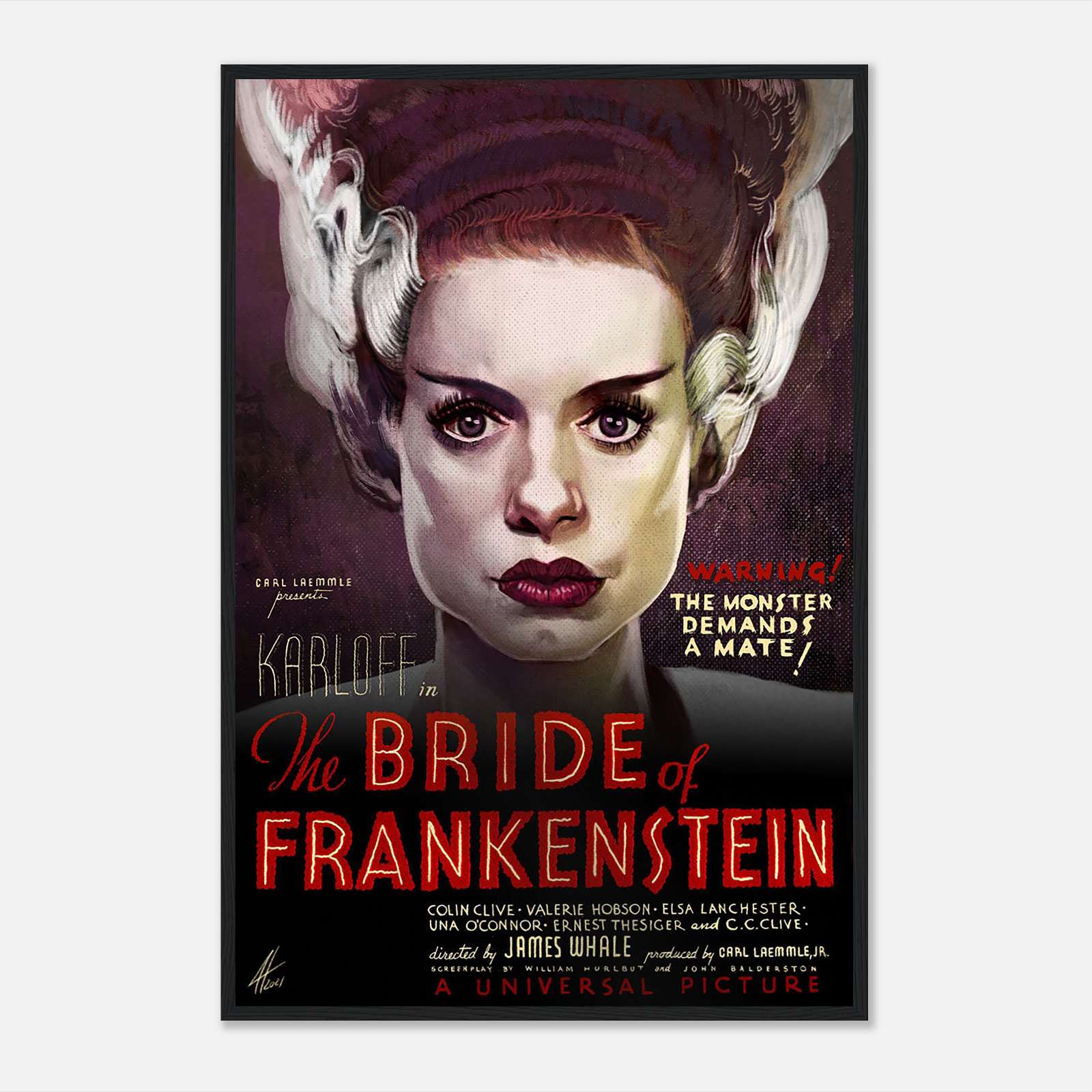 Bride Of Frankenstein Movie Poster, Classic Universal Monsters Horror ...