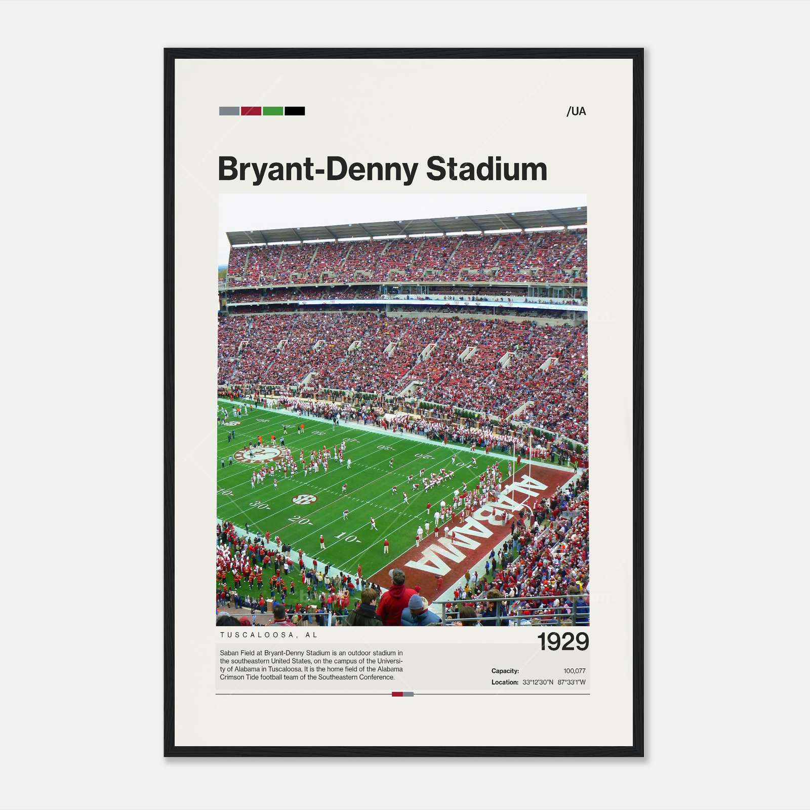 Bryant Denny Stadium Poster, Sports Poster, Stadium Poster, Full-Size ...