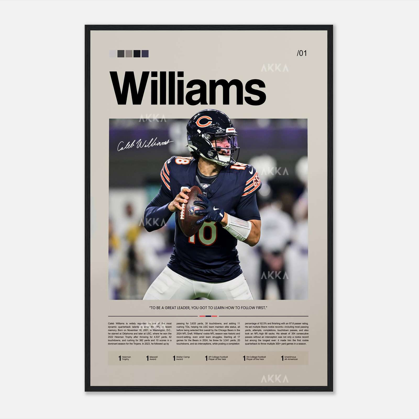 Caleb Williams Poster, American Football Poster, Sports Poster, Full ...