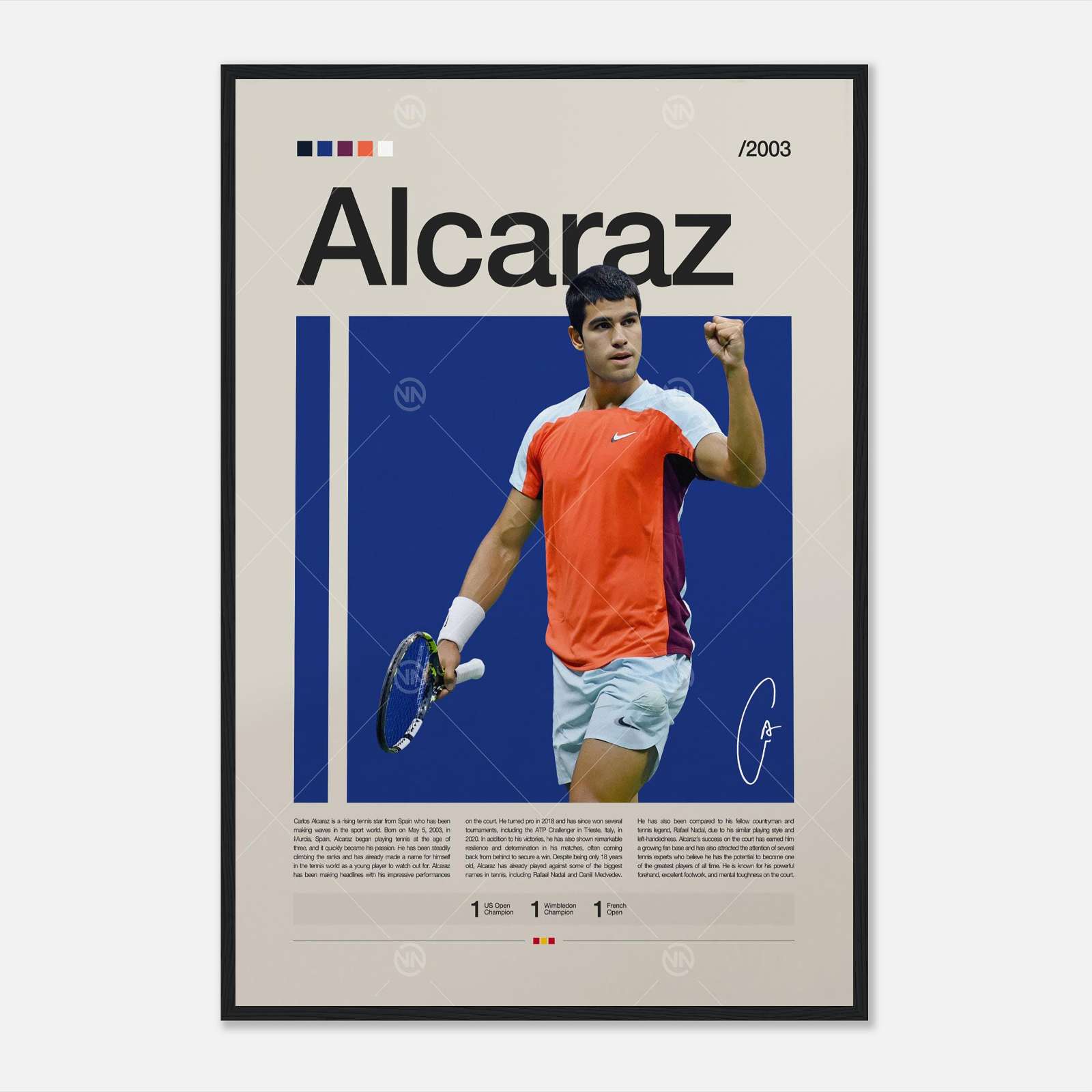 Carlos Alcaraz Poster, Tennis Poster, Motivational Poster, Sports ...