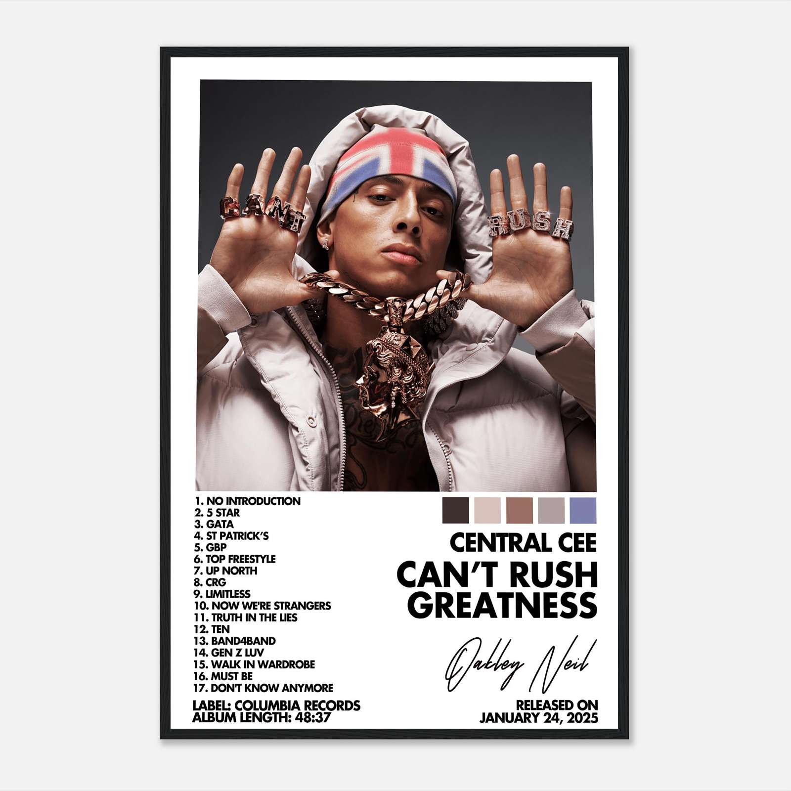 Central Cee Poster, Can'T Rush Greatness Poster, Rapper Poster, Full ...