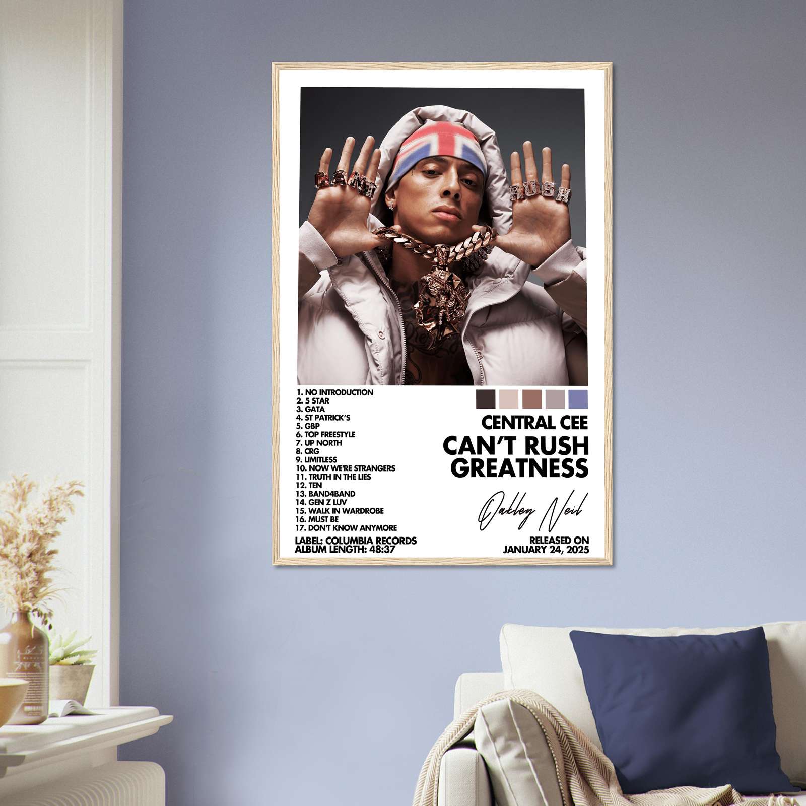 Central Cee Poster, Can'T Rush Greatness Poster, Rapper Poster, Full ...