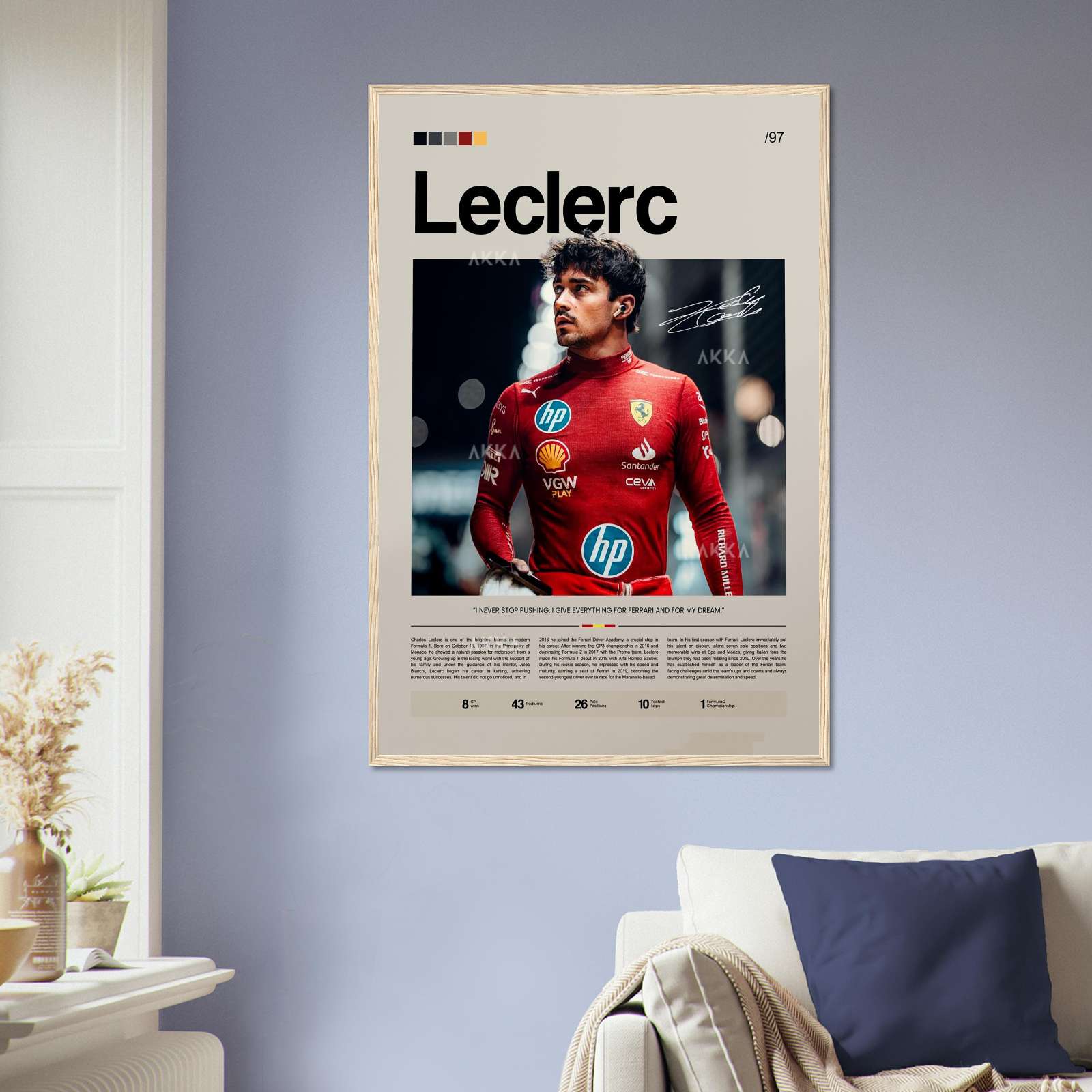 Charles Leclerc Poster, Sports Poster, Car Racing Poster, Full-Size ...