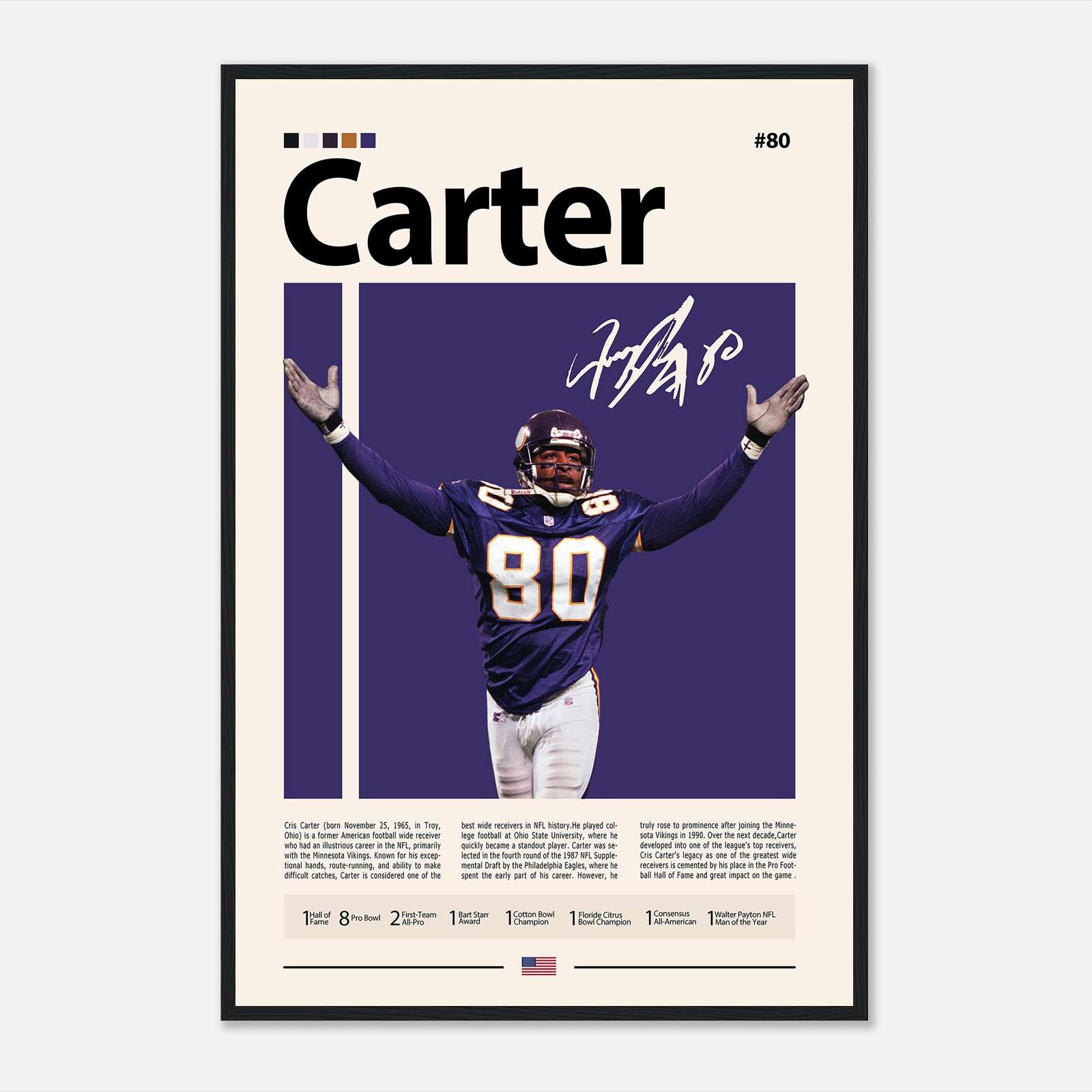 Chris Carter Poster, American Football Poster, Full-Size Poster, Ready ...