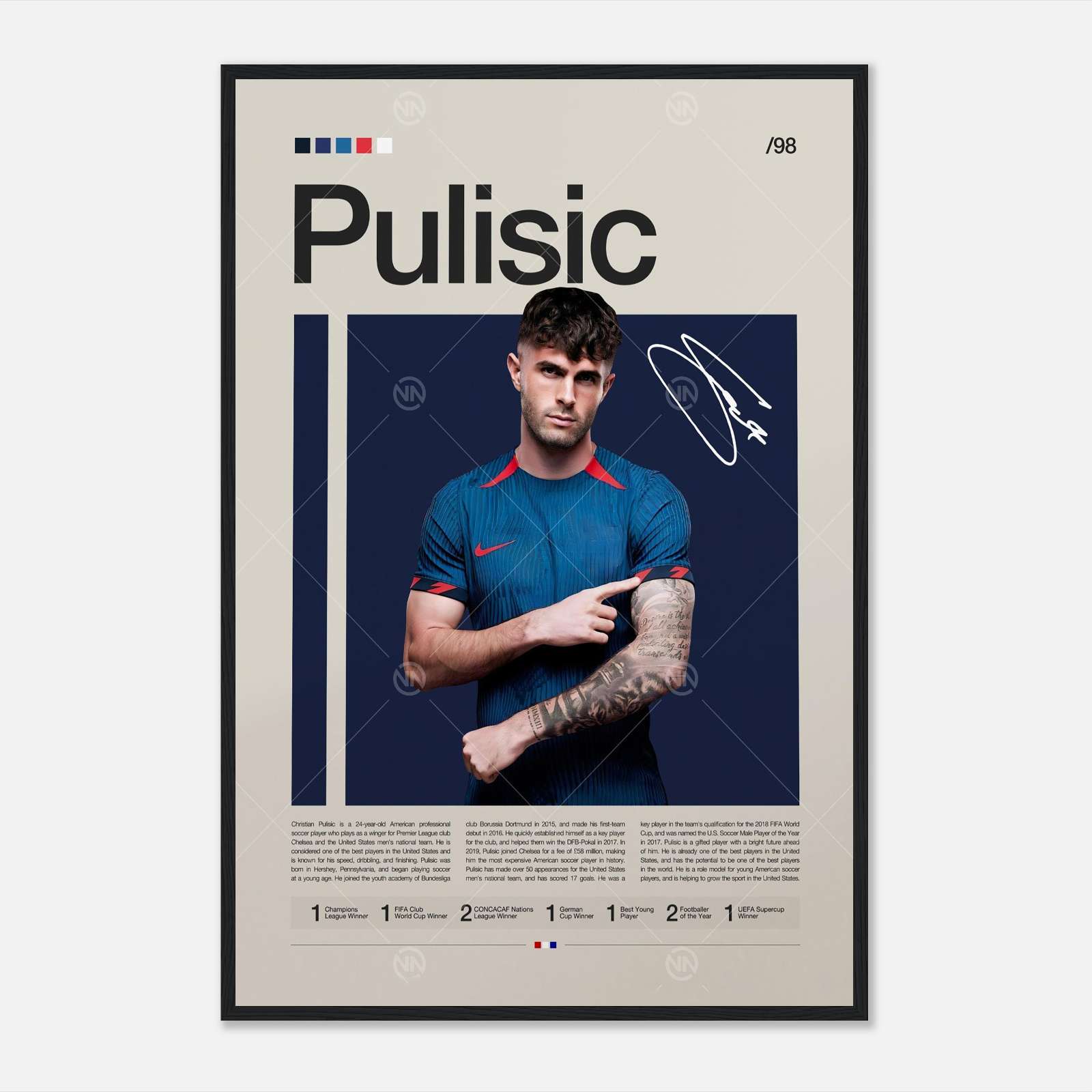 Christian Pulisic Poster, Sports Poster, Football Player Poster, Full ...