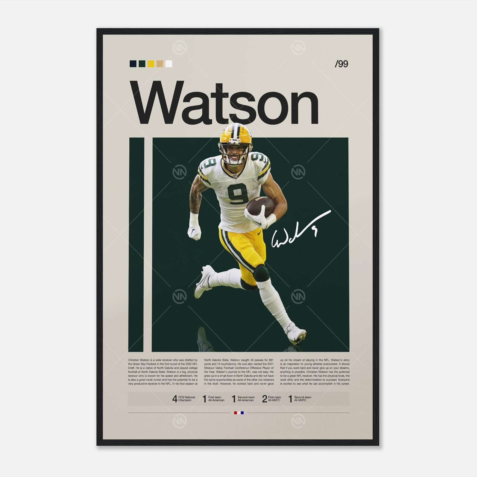 Christian Watson Poster, Sports Poster, Football Poster, Full-Size ...