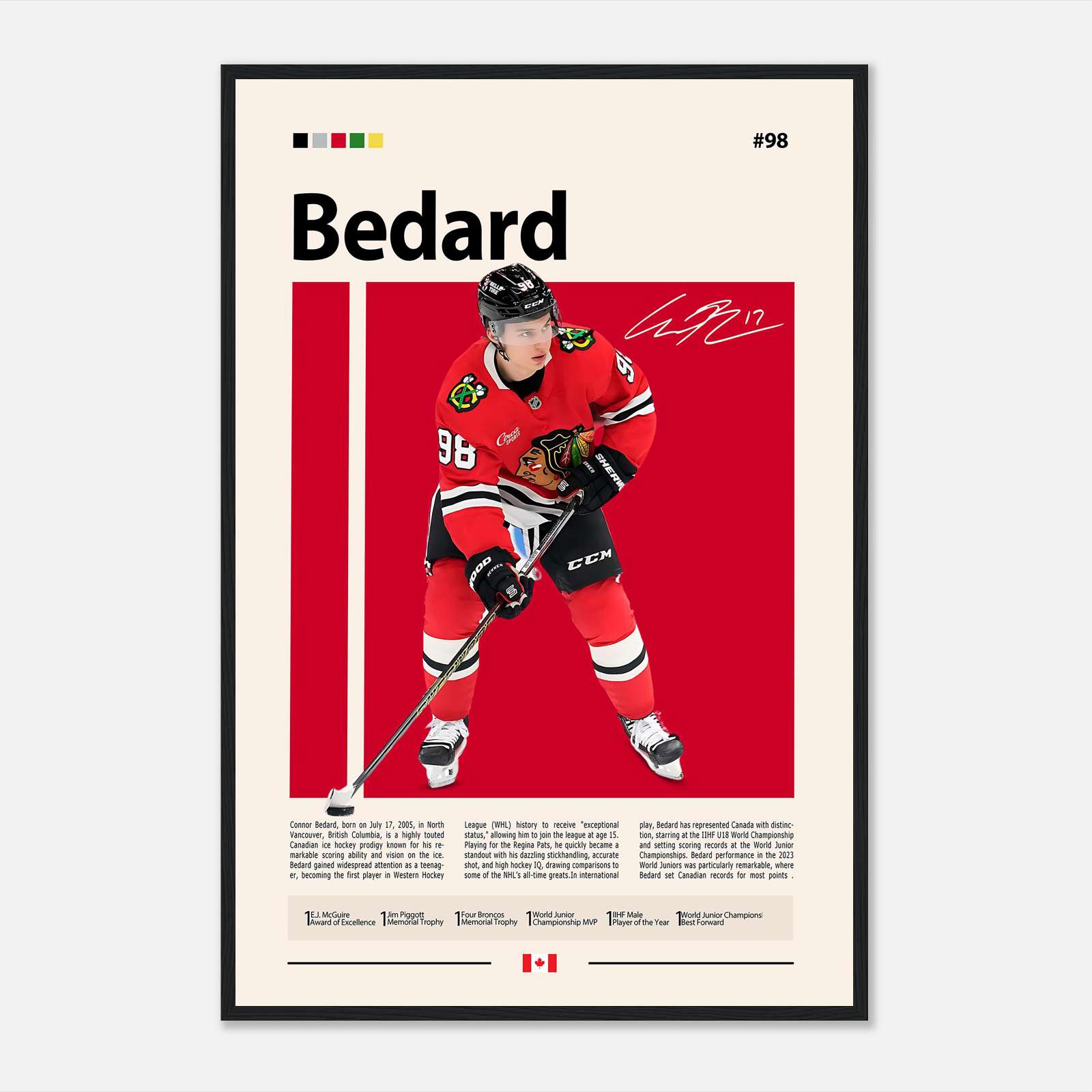 Connor Bedard Poster, Ice Hockey Poster, Sports Poster 1, Full-Size ...