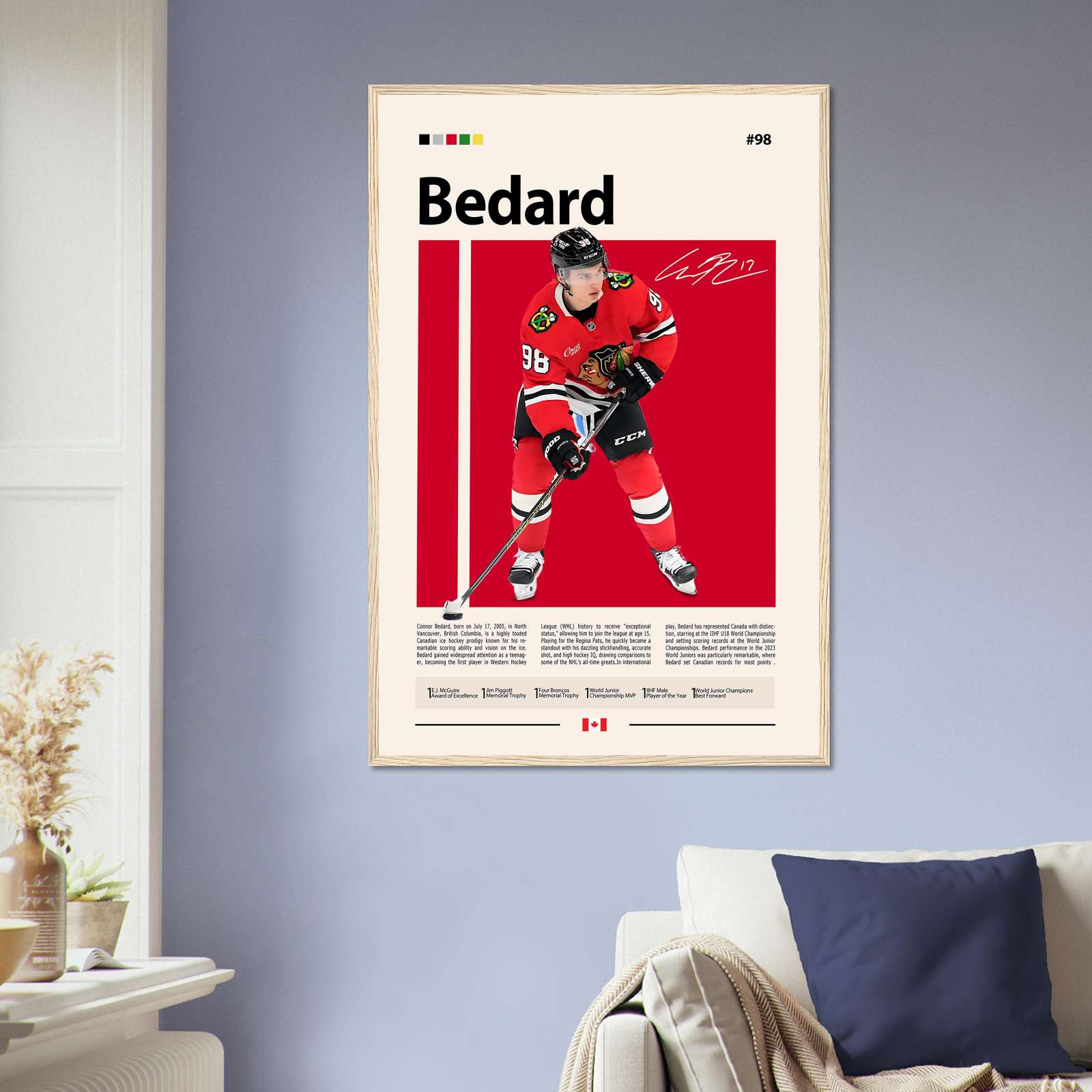 Connor Bedard Poster, Ice Hockey Poster, Sports Poster 1, Full-Size ...