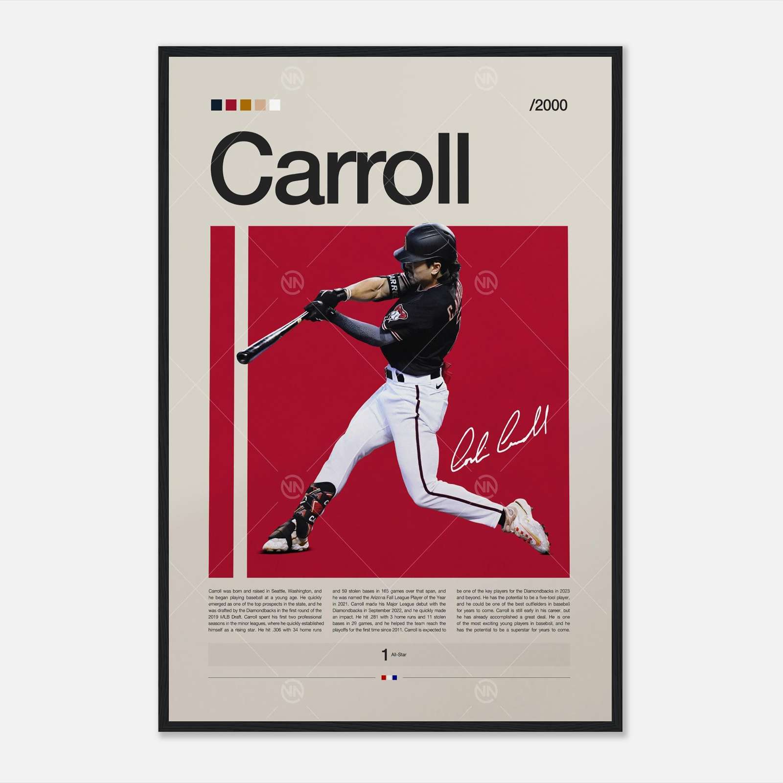 Corbin Carroll Poster, Sports Poster, Baseball Player Gift, Full-Size ...