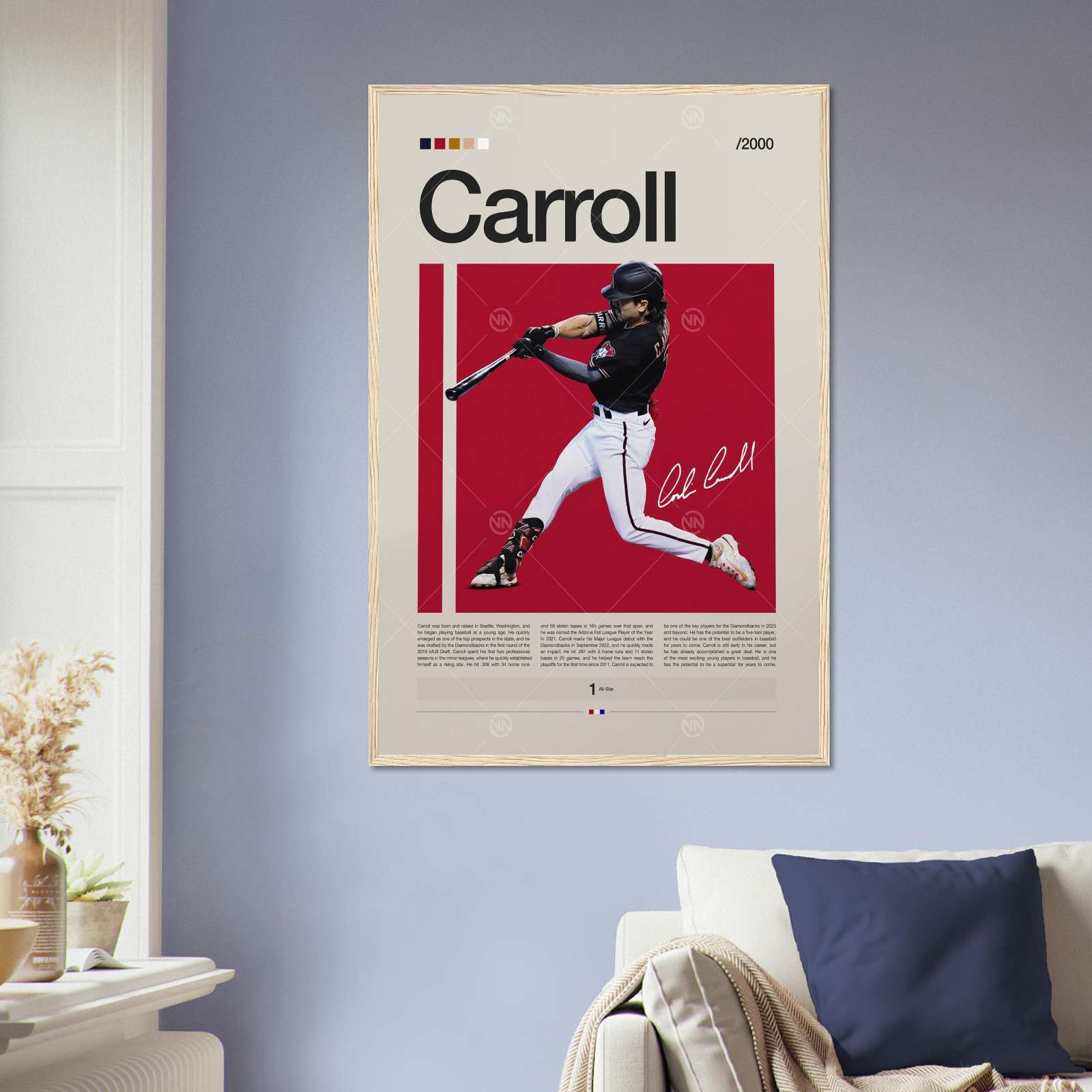 Corbin Carroll Poster, Sports Poster, Baseball Player Gift, Full-Size ...