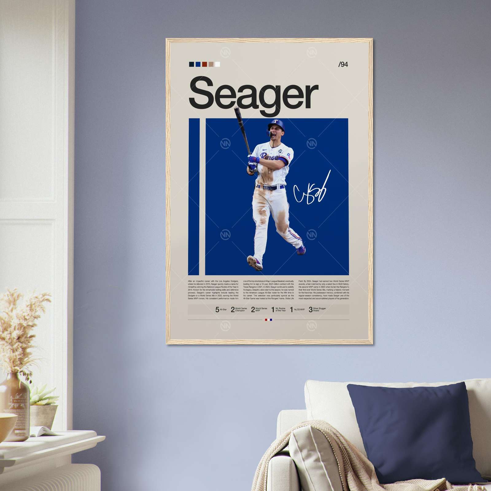 Corey Seager Poster, Sports Poster, Baseball Player Poster, Full-Size ...