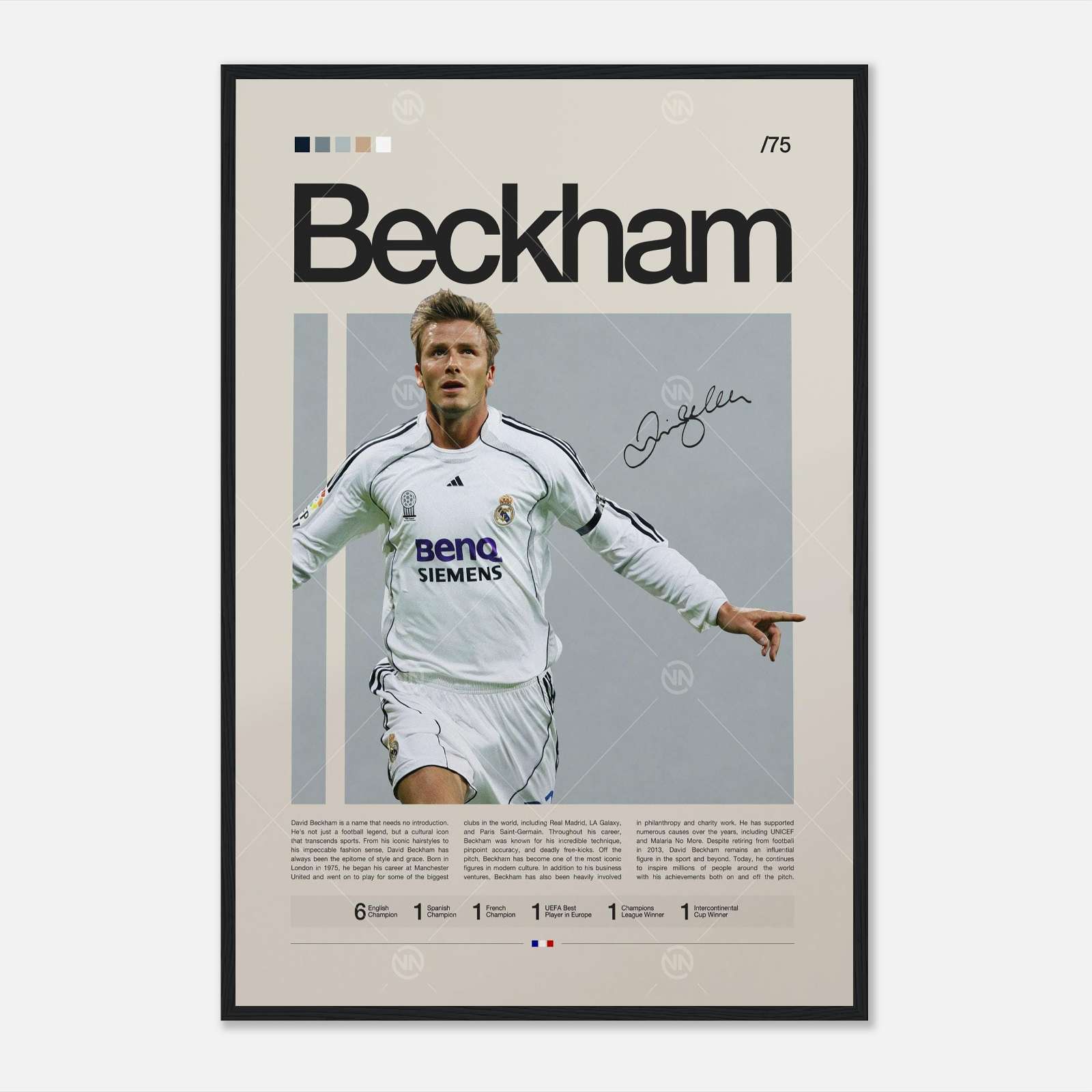 David Beckham Poster, England Footballer Print, Soccer Gifts, Sports ...