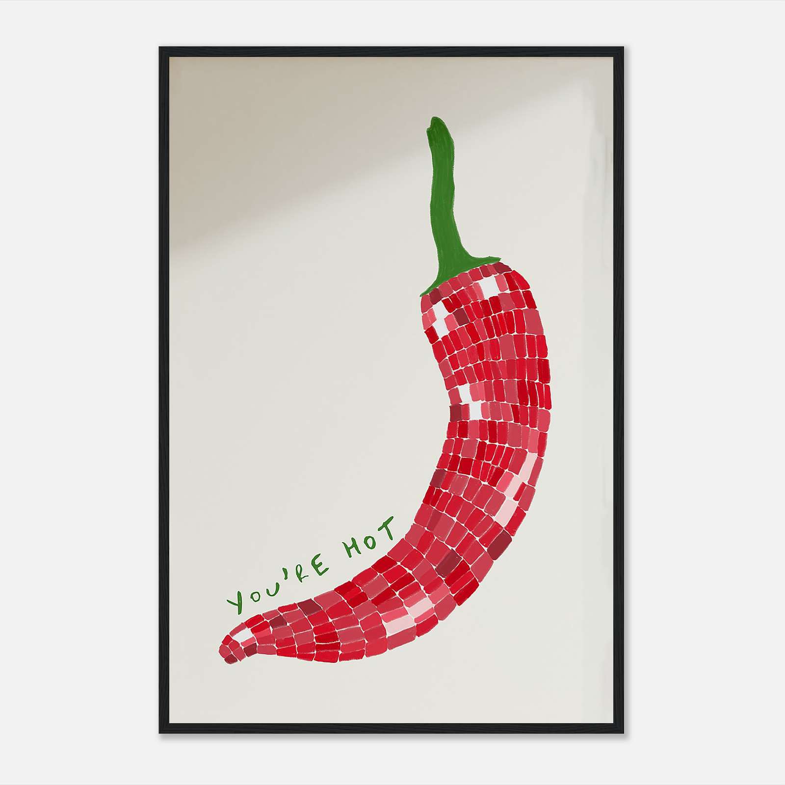 Disco Ball Chilli You'Re Hot Print Kitchen Wall Art Chili Pepper Poster ...