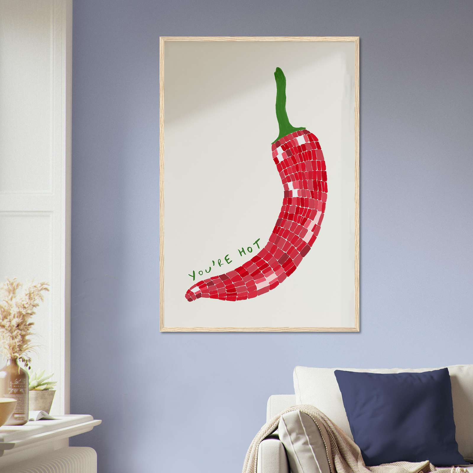 Disco Ball Chilli You'Re Hot Print Kitchen Wall Art Chili Pepper Poster ...