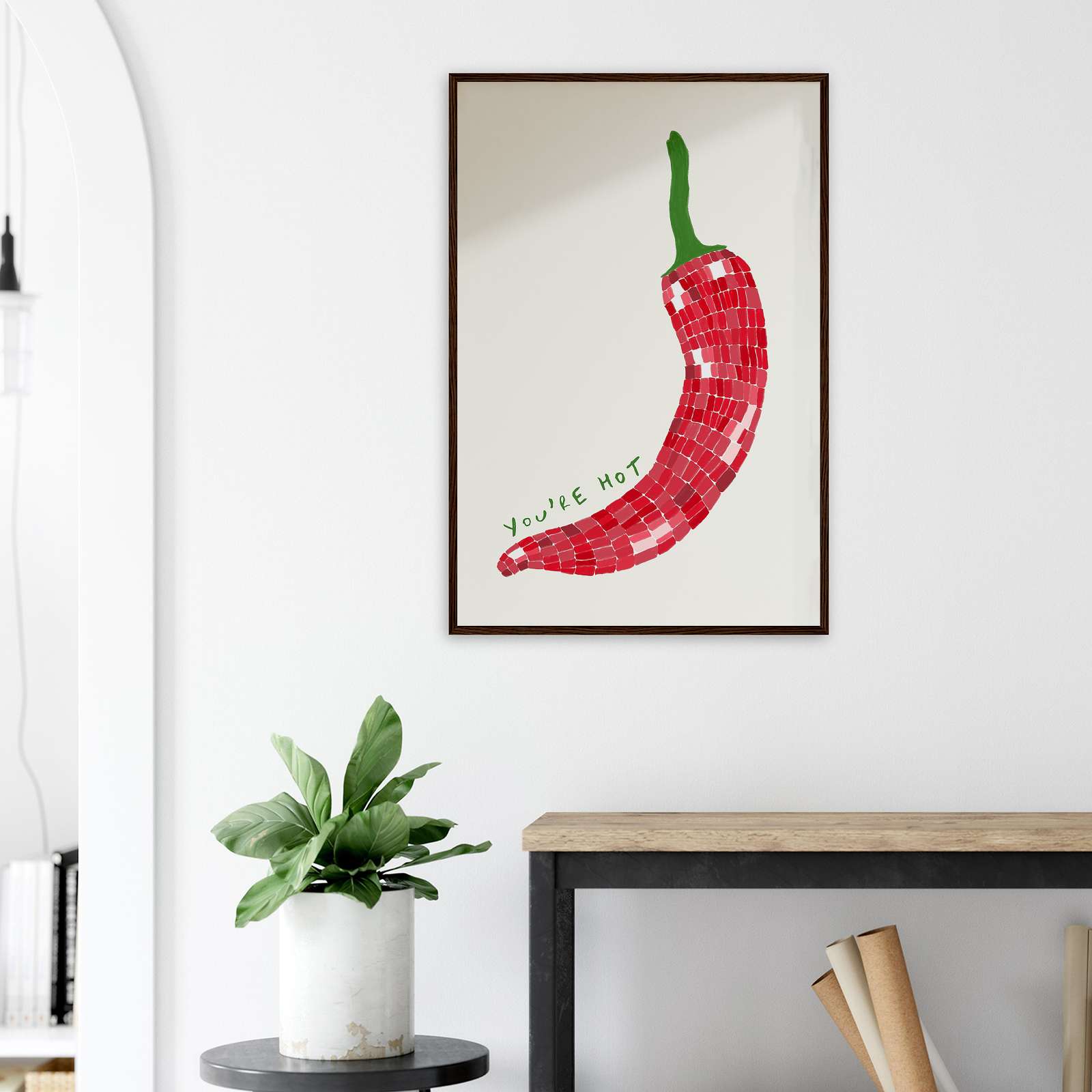 Disco Ball Chilli You'Re Hot Print Kitchen Wall Art Chili Pepper Poster ...