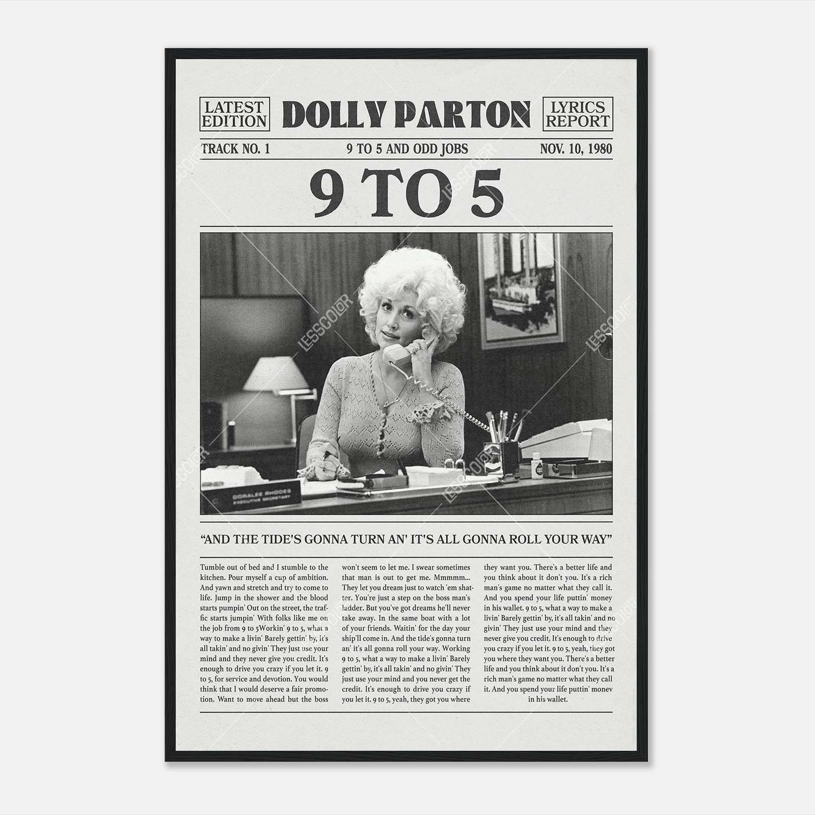 Dolly Parton Poster, 9 To 5 Album Poster, Album Cover Poster, Full-Size ...