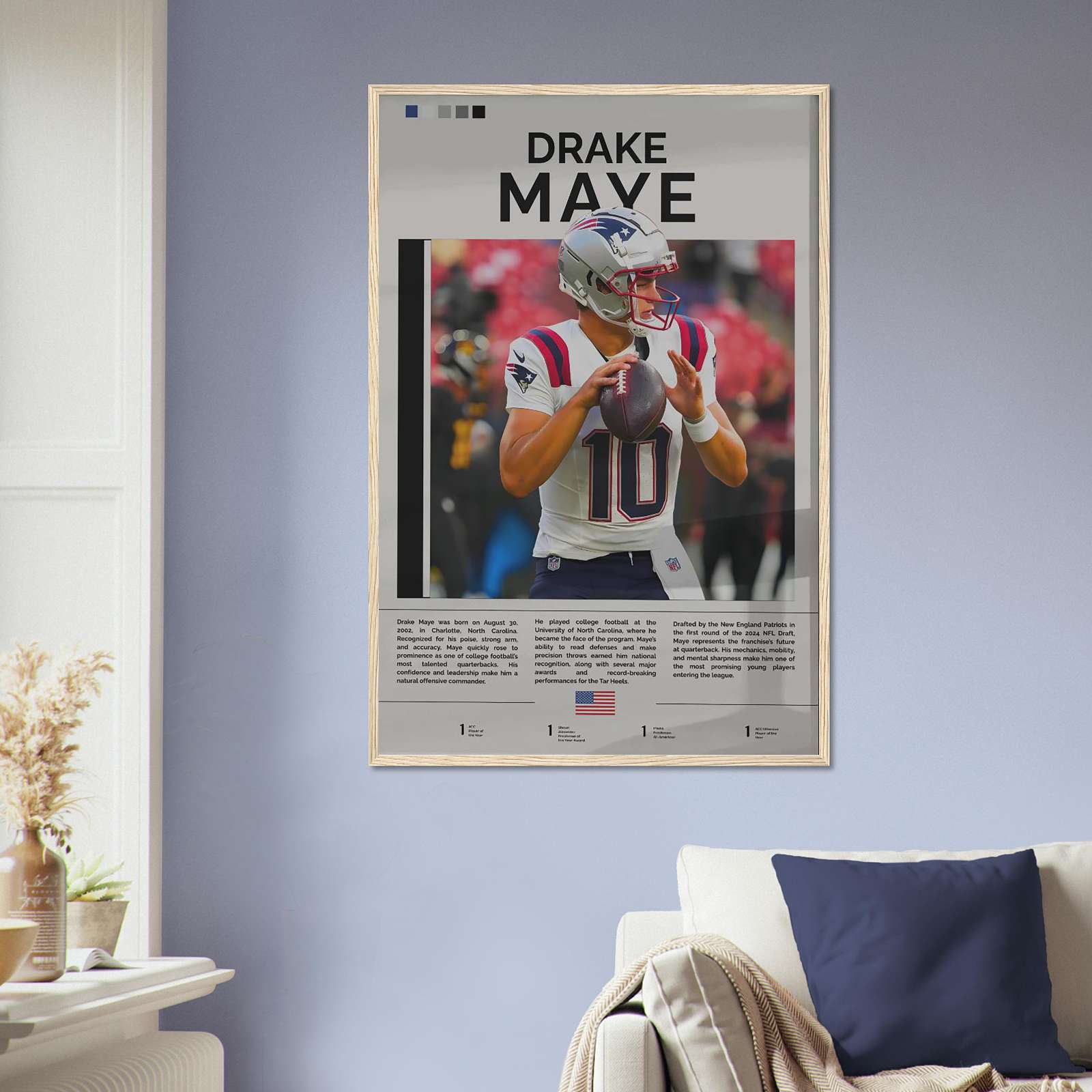 Drake Maye Poster, American Football Poster, Football Poster 2, Full ...