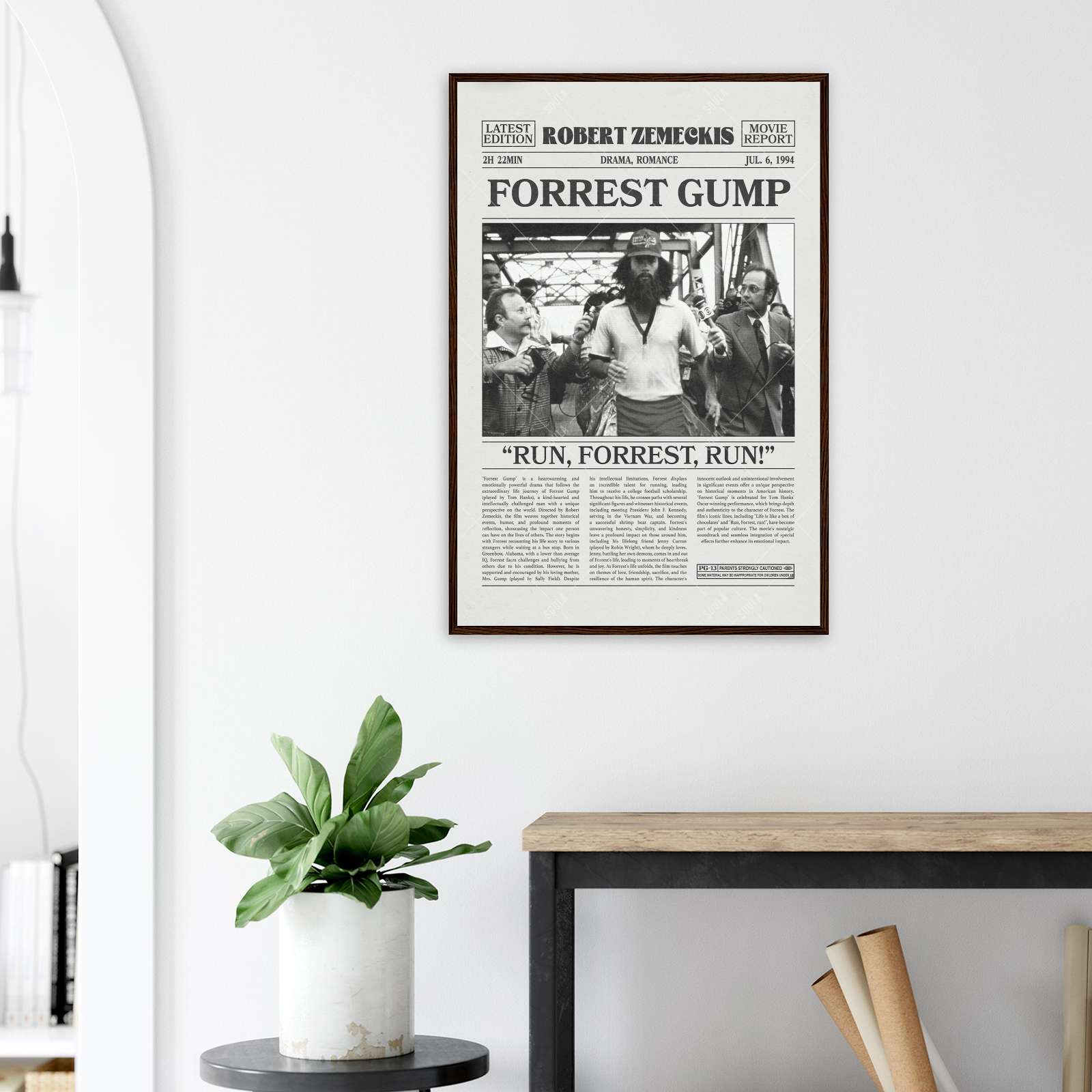 Forrest Gump Movie Poster, Retro Newspaper Movie Poster, Full-Size ...