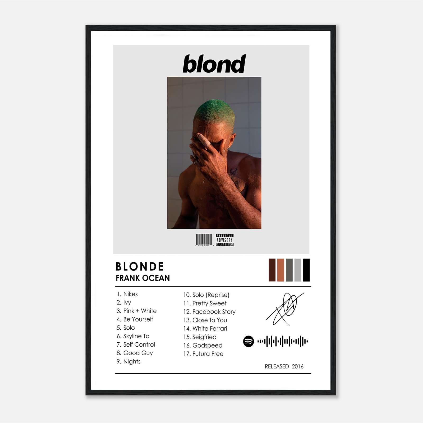 Frank Ocean Poster, Blonde Album Poster, Full-Size Poster, Ready to ...
