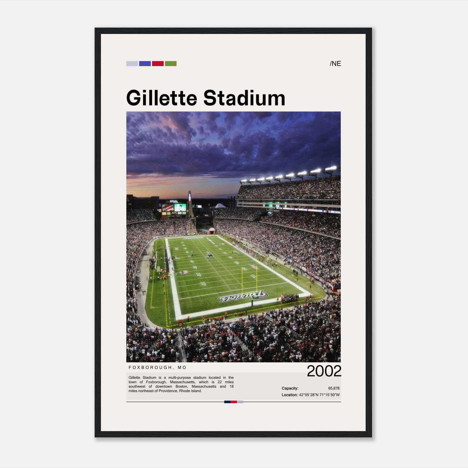 Gillette Stadium Poster, Stadium Poster, Sports Poster, Full-Size ...
