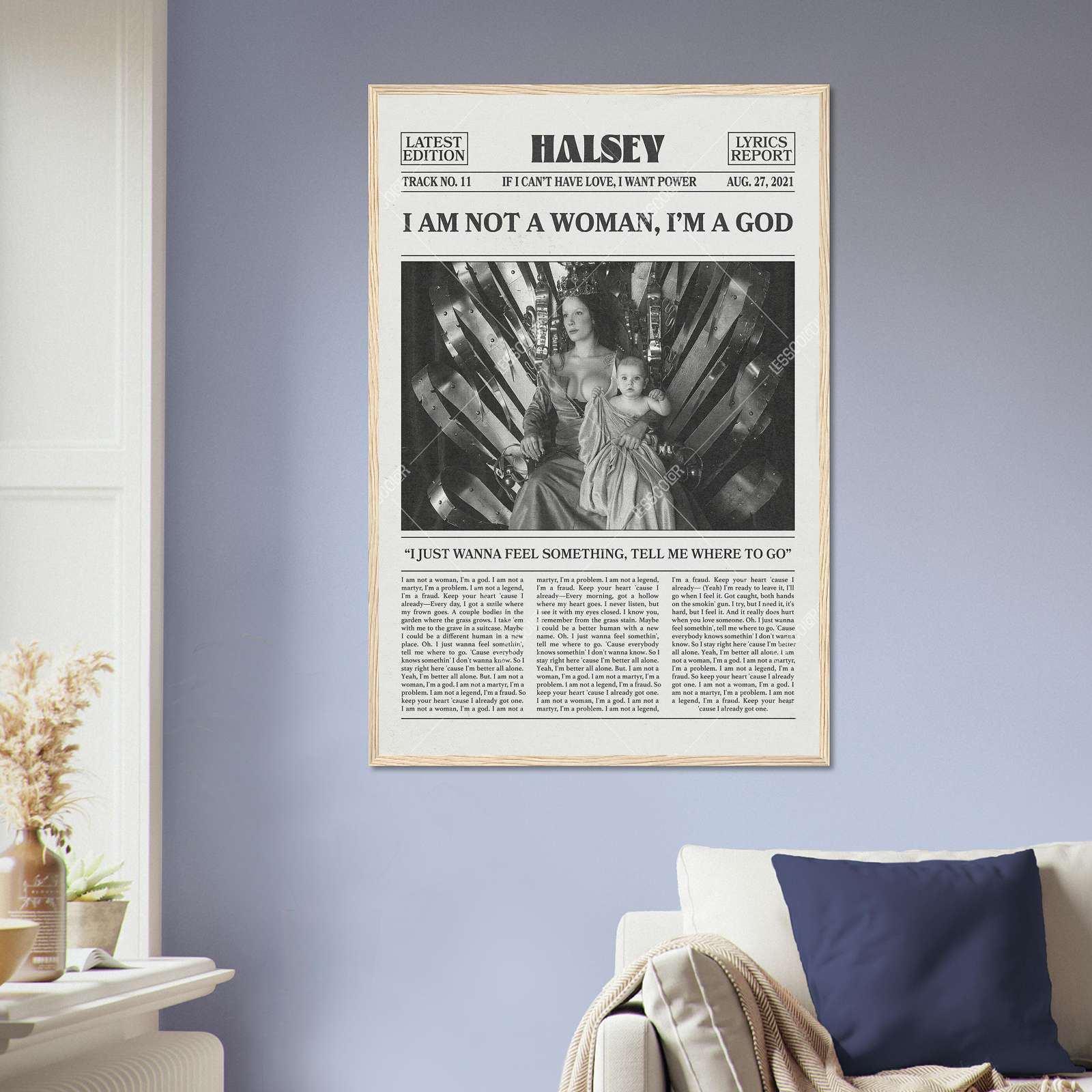 Halsey Poster, I Am Not A Woman, I'M A God Poster, Lyrics Print, Full ...