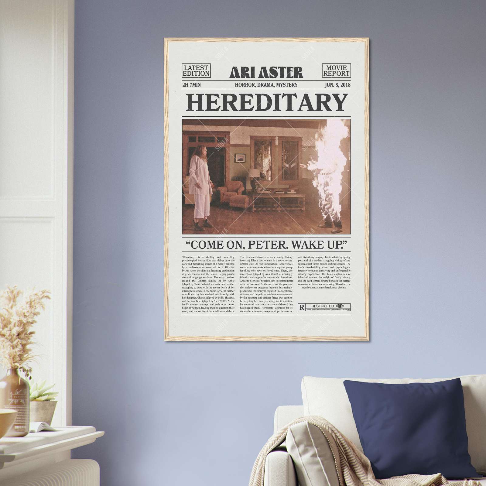 Hereditary Movie Poster, Retro Newspaper Movie Poster, Black White Wall ...