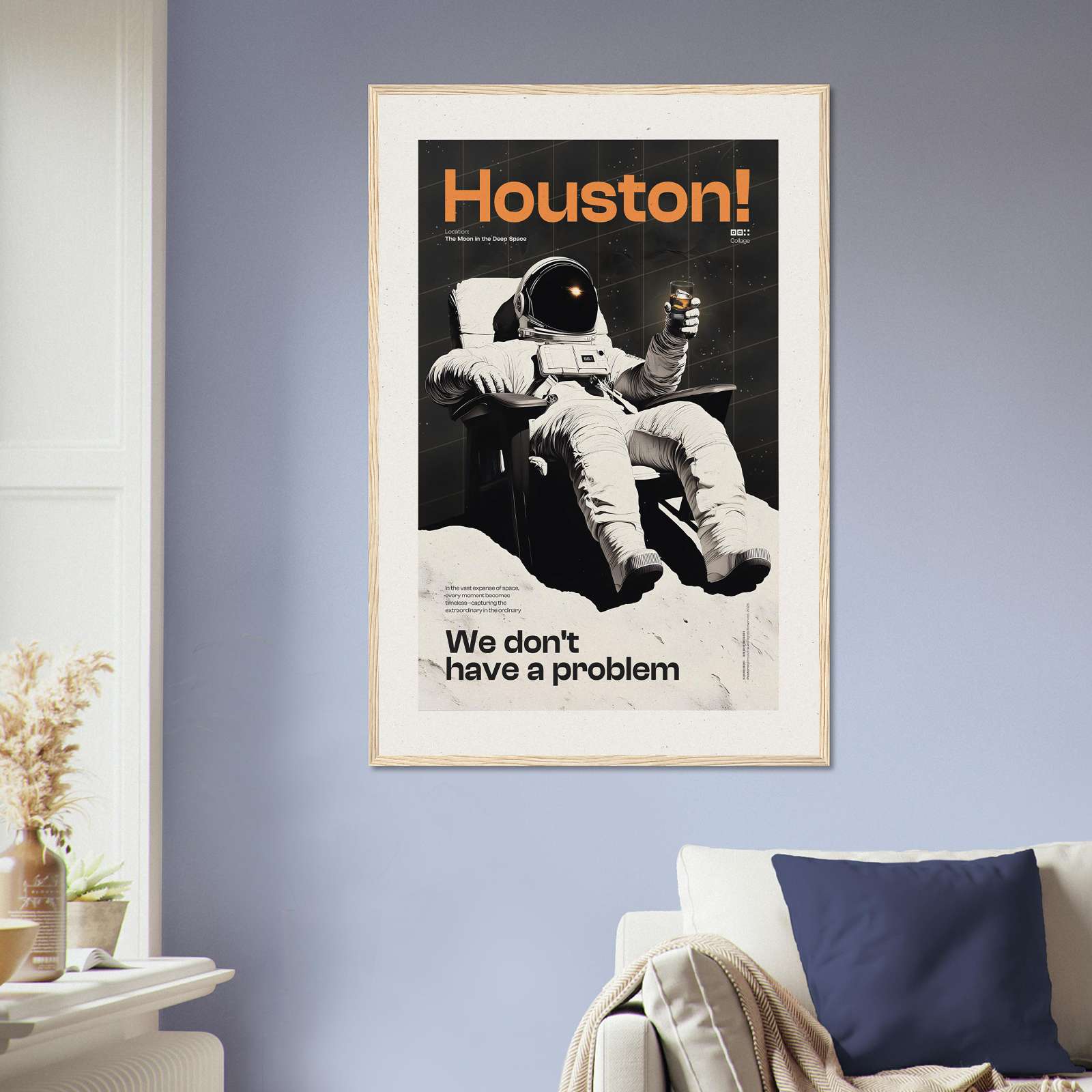 Houston Astronaut Poster, Relaxing Space Explorer Art Print, Full-Size ...