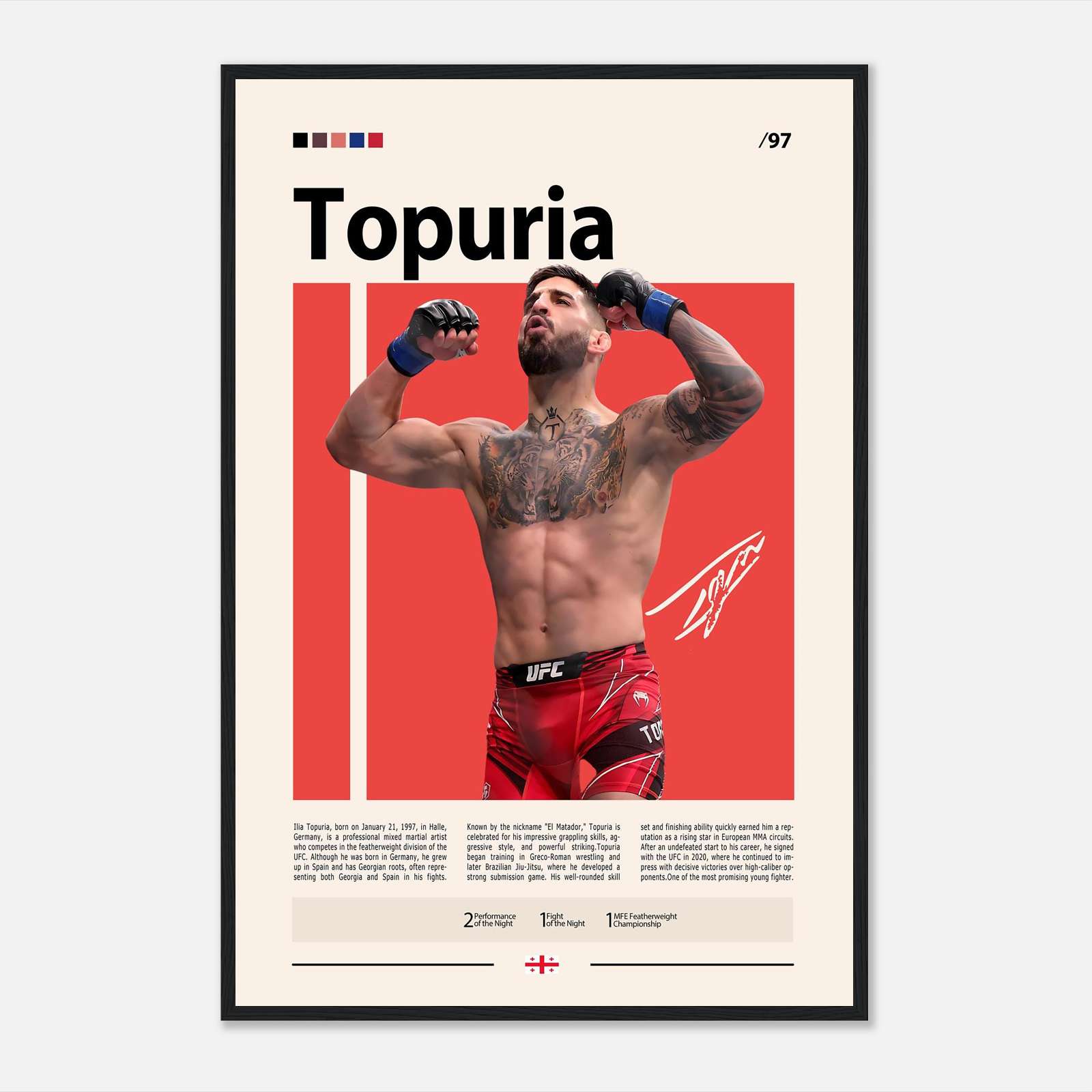 Ilia Topuria Poster, Mma Poster, Full-Size Poster, Ready to Hang ...