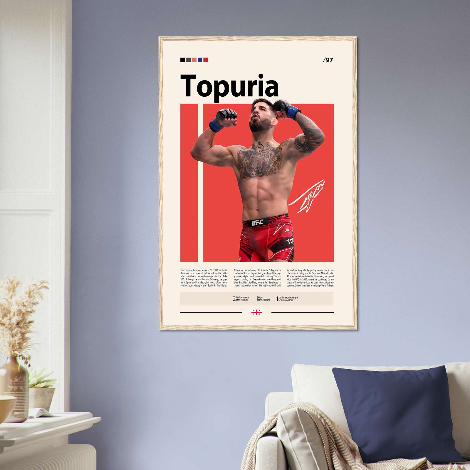 Ilia Topuria Poster, Mma Poster, Full-Size Poster, Ready to Hang ...
