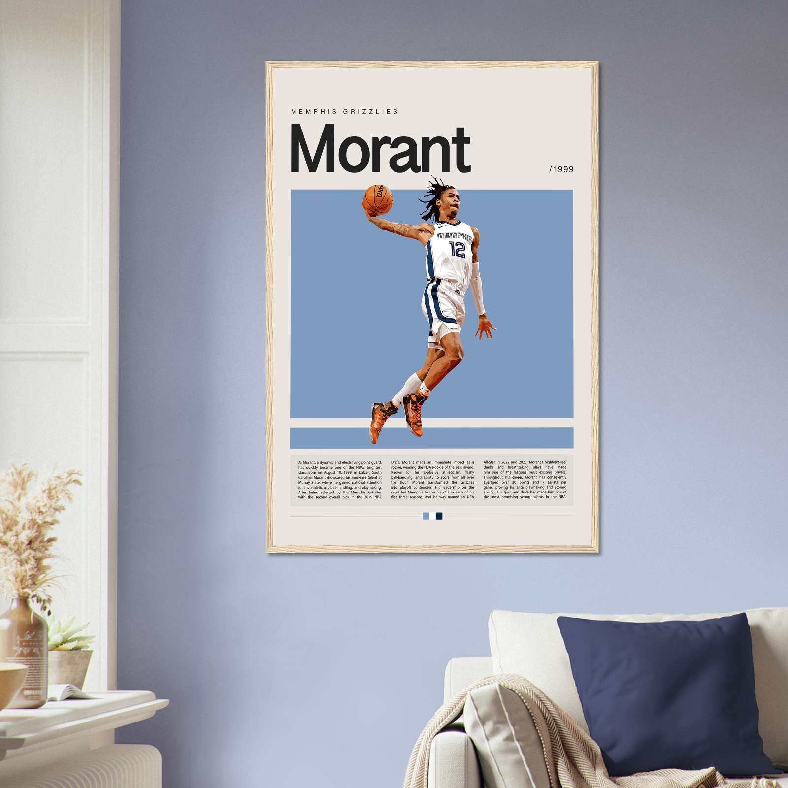 Ja Morant Poster, Basketball Poster, Sports Poster, Sports Decor, Full ...