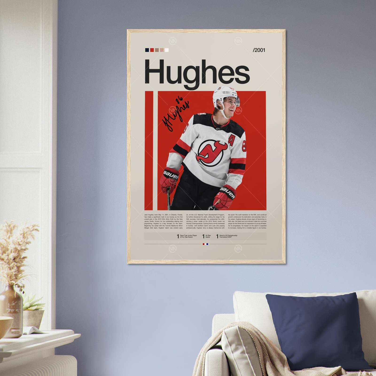 Jack Hughes Poster, Sports Poster, Hockey Poster, Full-Size Poster ...