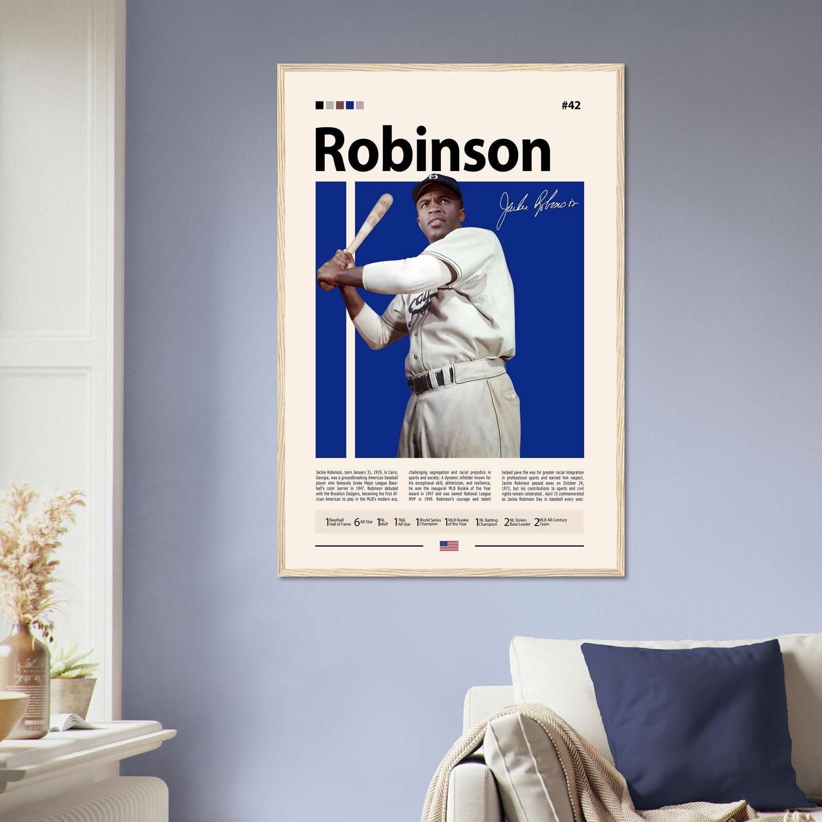 Jackie Robinson Poster, Baseball Poster, Sports Poster, Full-Size ...