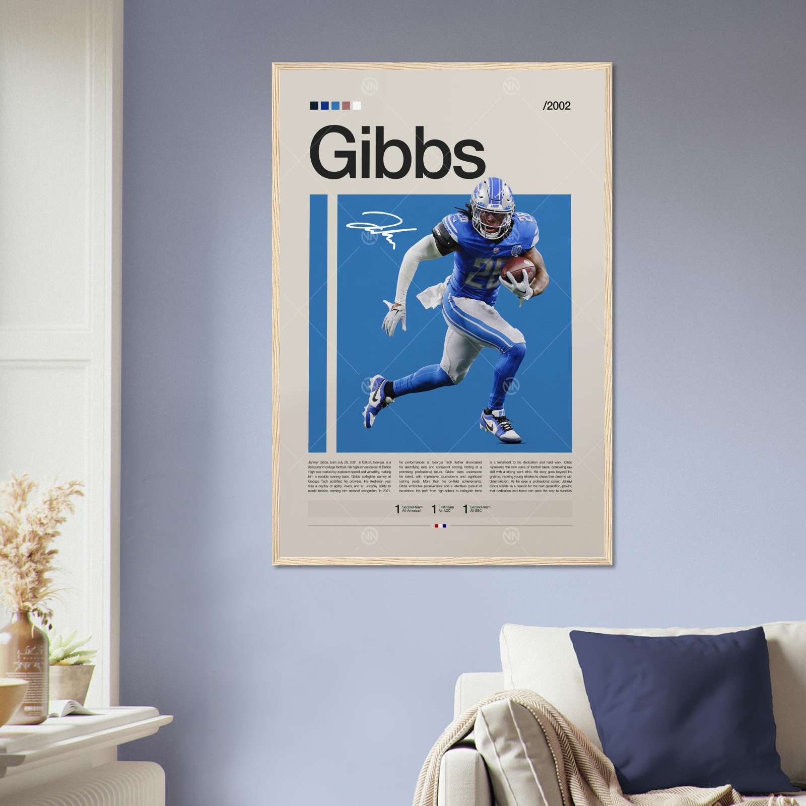 Jahmyr Gibbs Poster, Football Gift, Sports Poster, Full-Size Poster ...