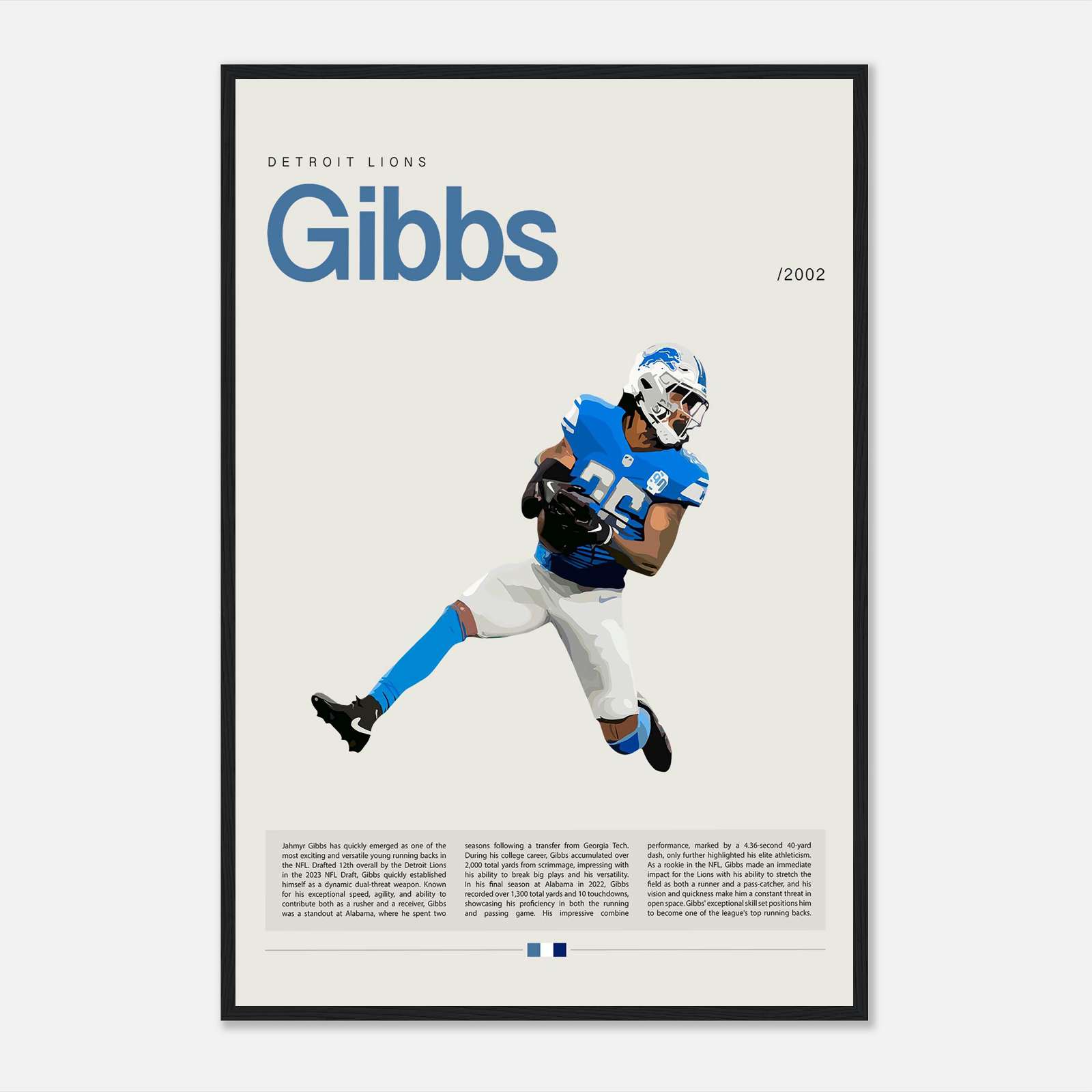 Jahmyr Gibbs Poster, Sport Poster, Full-Size Poster, Ready to Hang ...