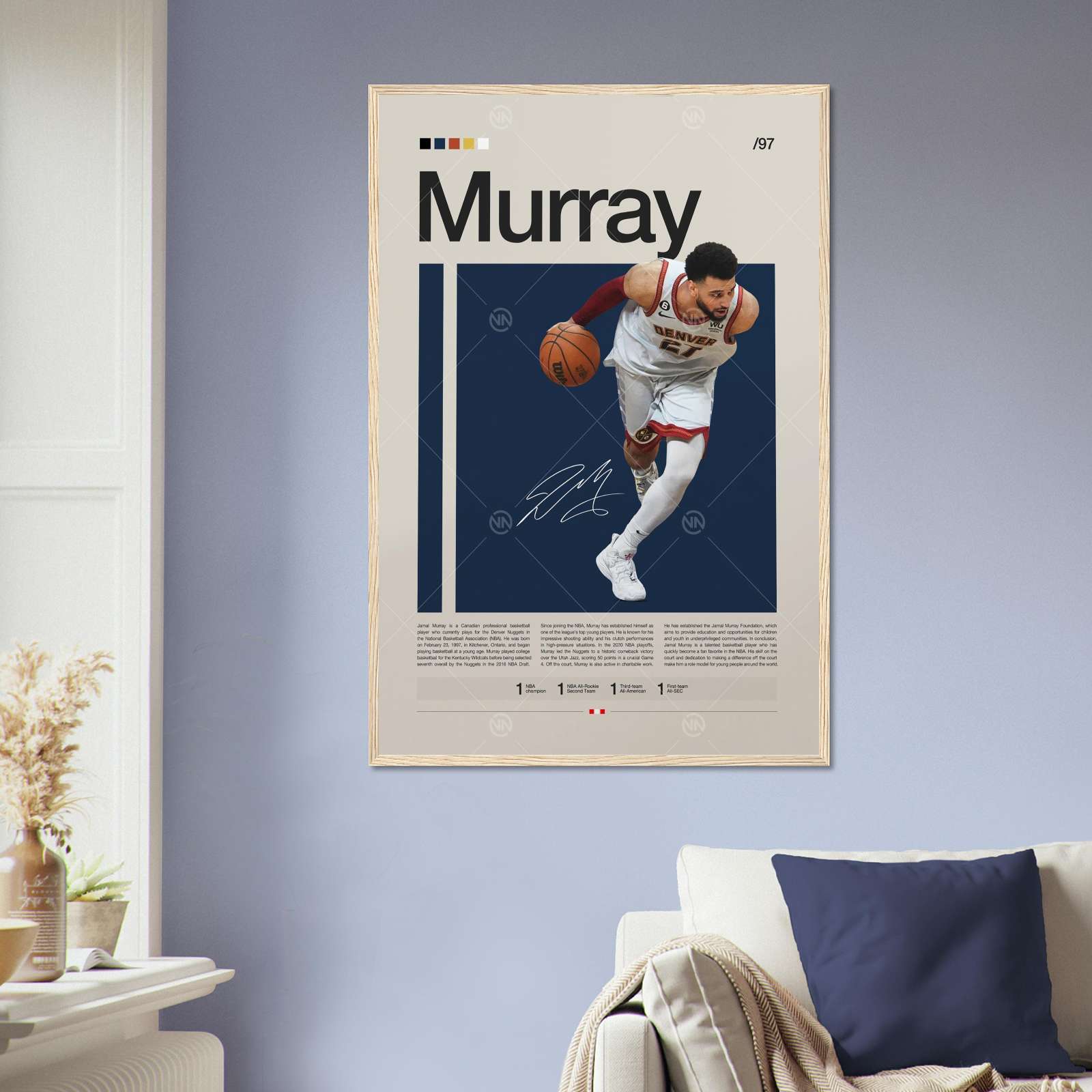 Jamal Murray Poster, Sports Poster, Baseball Player Poster, Full-Size ...