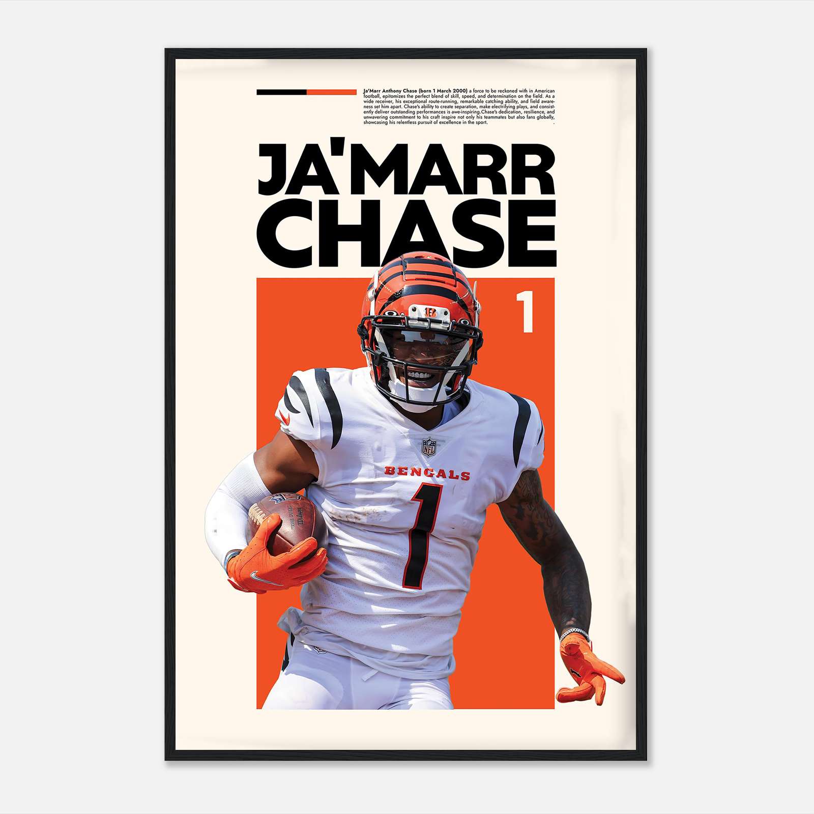 Ja'Marr Chase Poster, Sports Poster, Football Fan Gift Idea, Full-Size ...