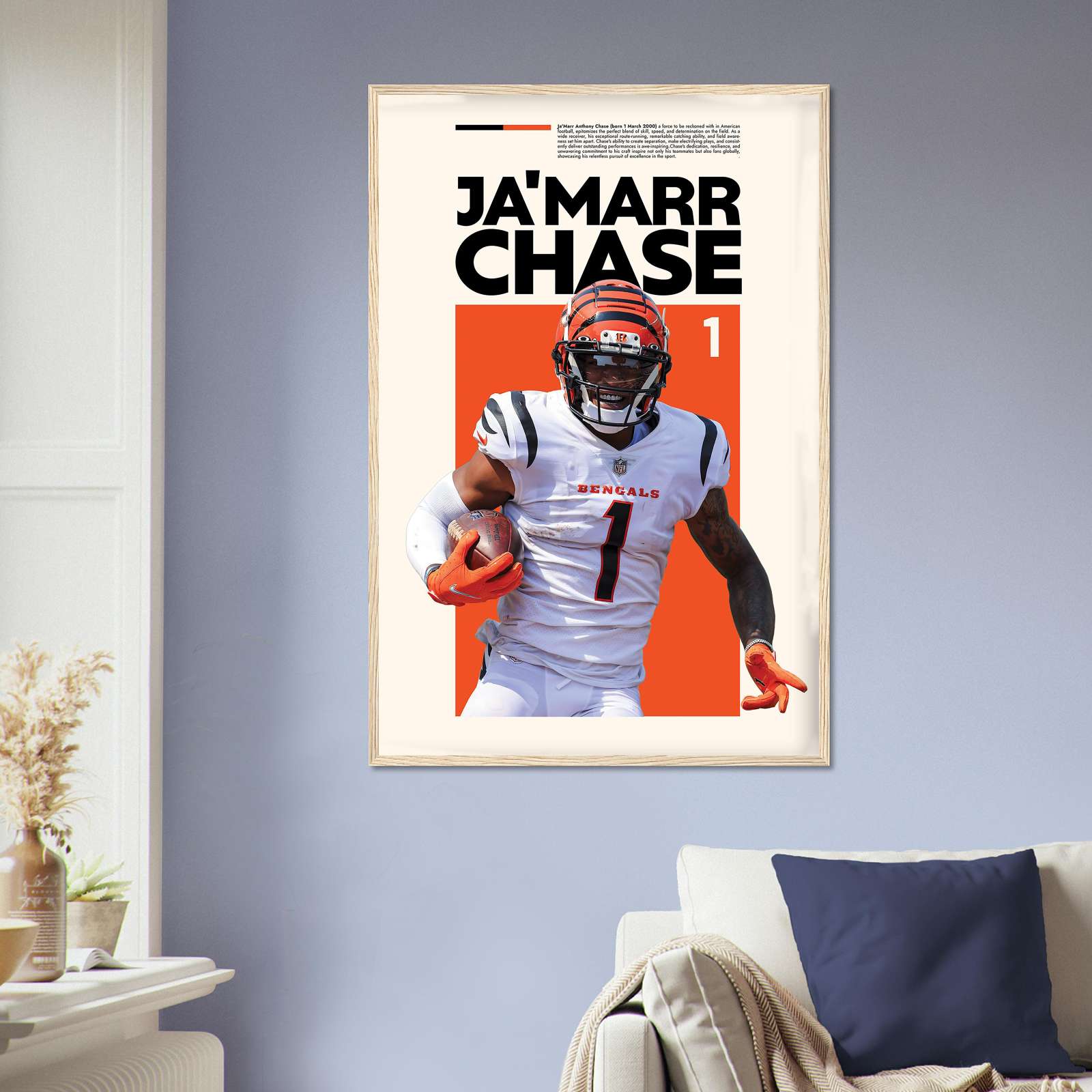 Ja'Marr Chase Poster, Sports Poster, Football Fan Gift Idea, Full-Size ...